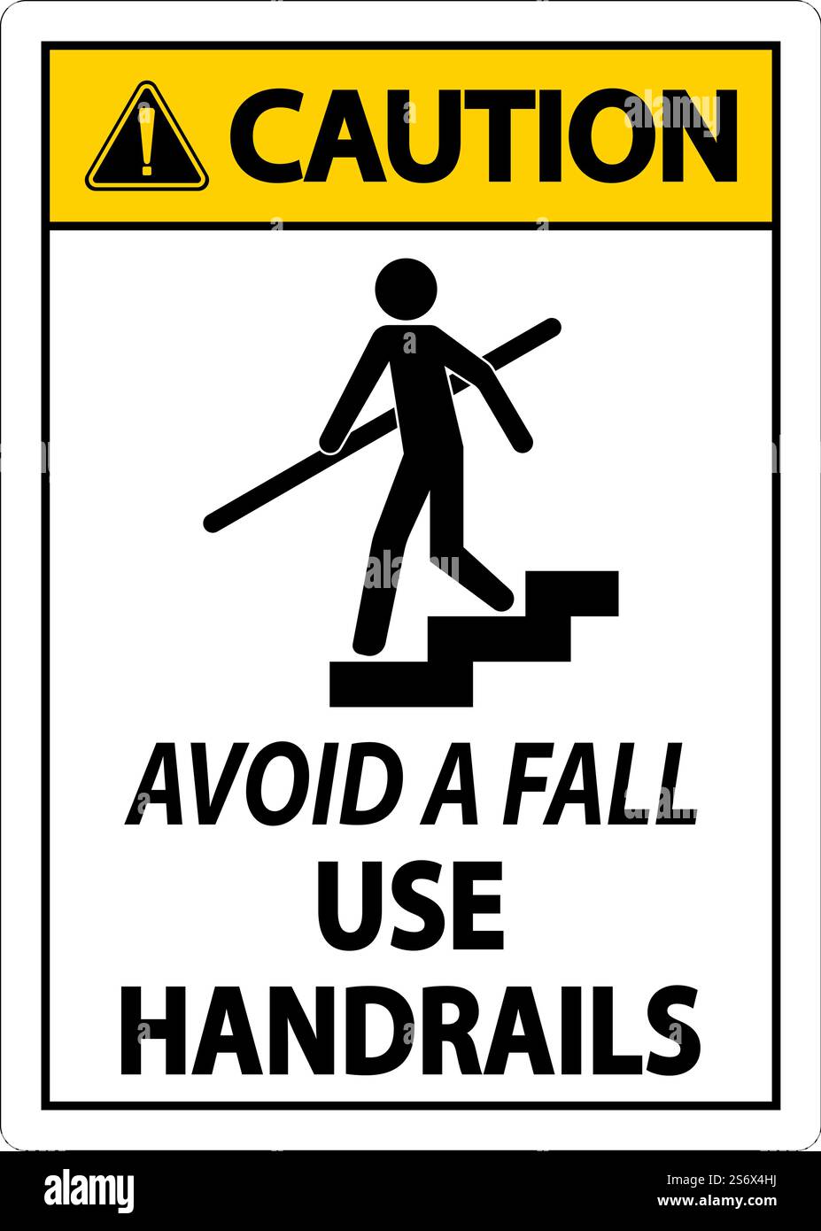 Caution Avoid A Fall Use Handrails Sign Stock Vector Image & Art - Alamy