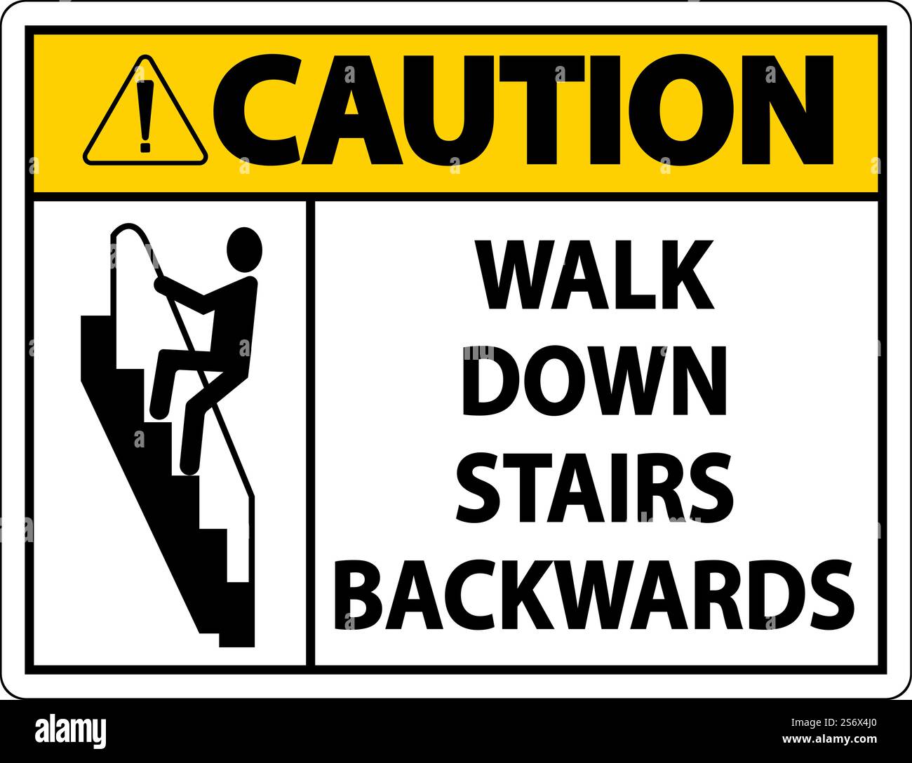 Caution Walk Down Stairs Backwards Sign Stock Vector Image & Art - Alamy