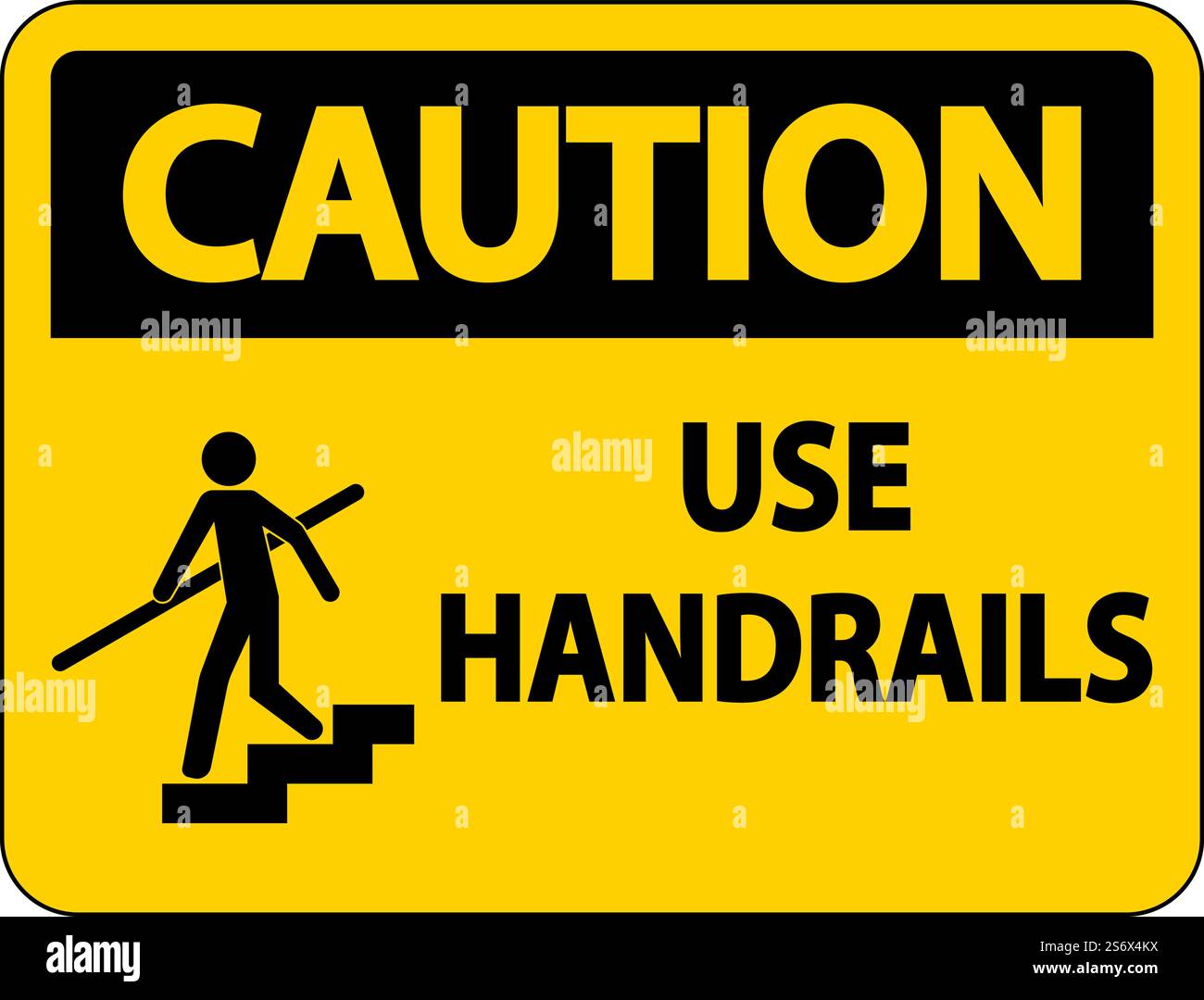 Caution Use Handrail Sign On White Background Stock Vector Image & Art ...