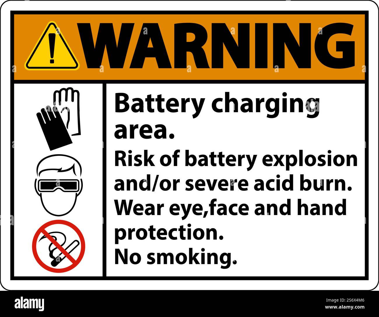 Warning Battery Charging Area Sign On White Background Stock Vector ...