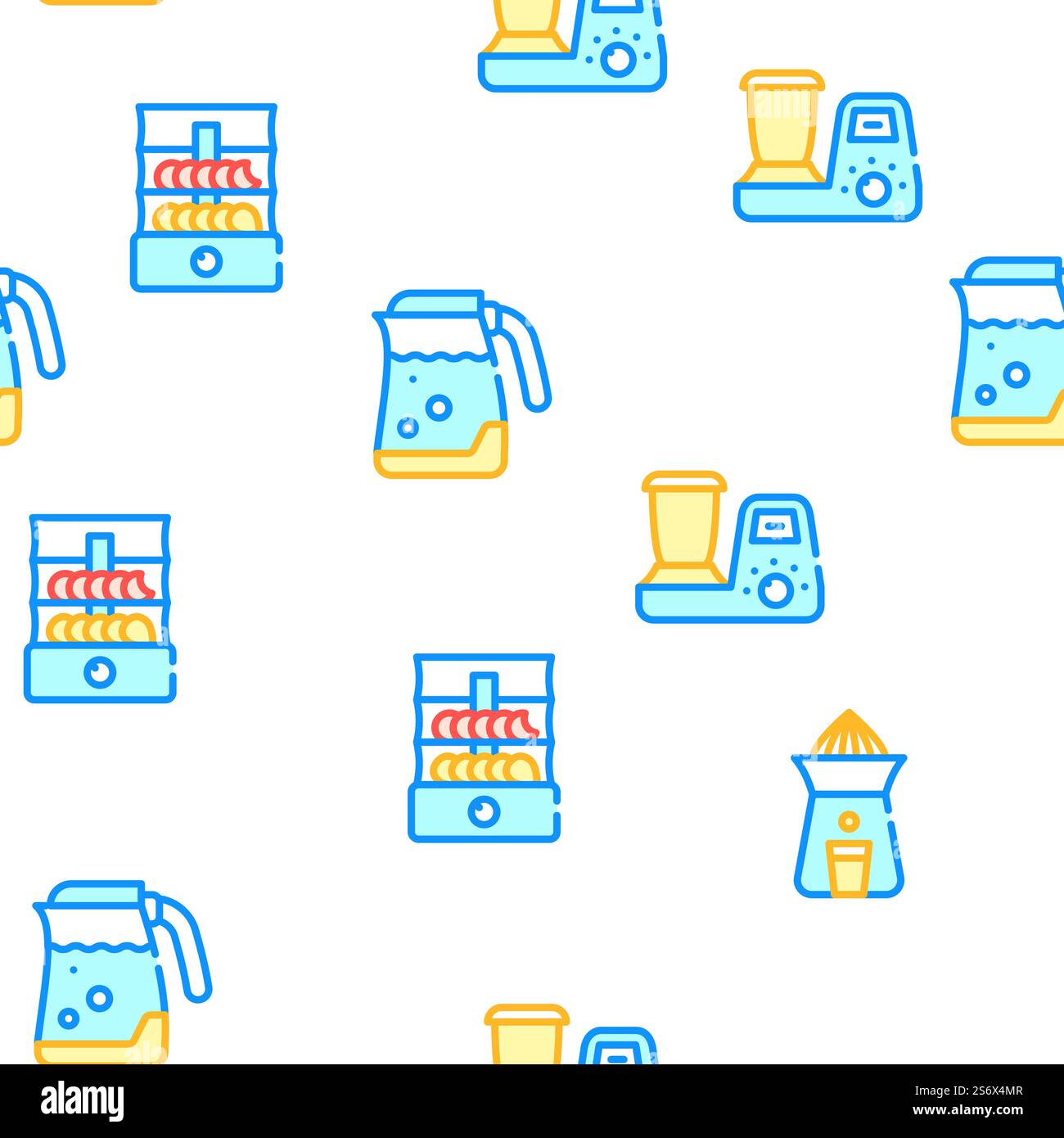 Kitchen Electronics Collection Vector Seamless Pattern Color Line ...