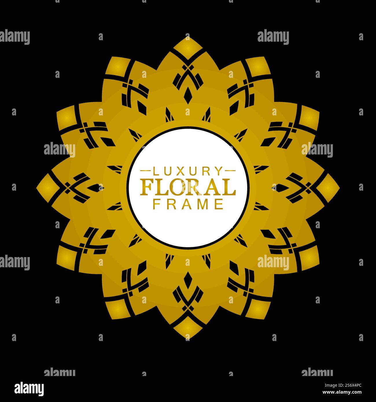 Gold ornamental round, Decorative art frame, Abstract vector floral ...