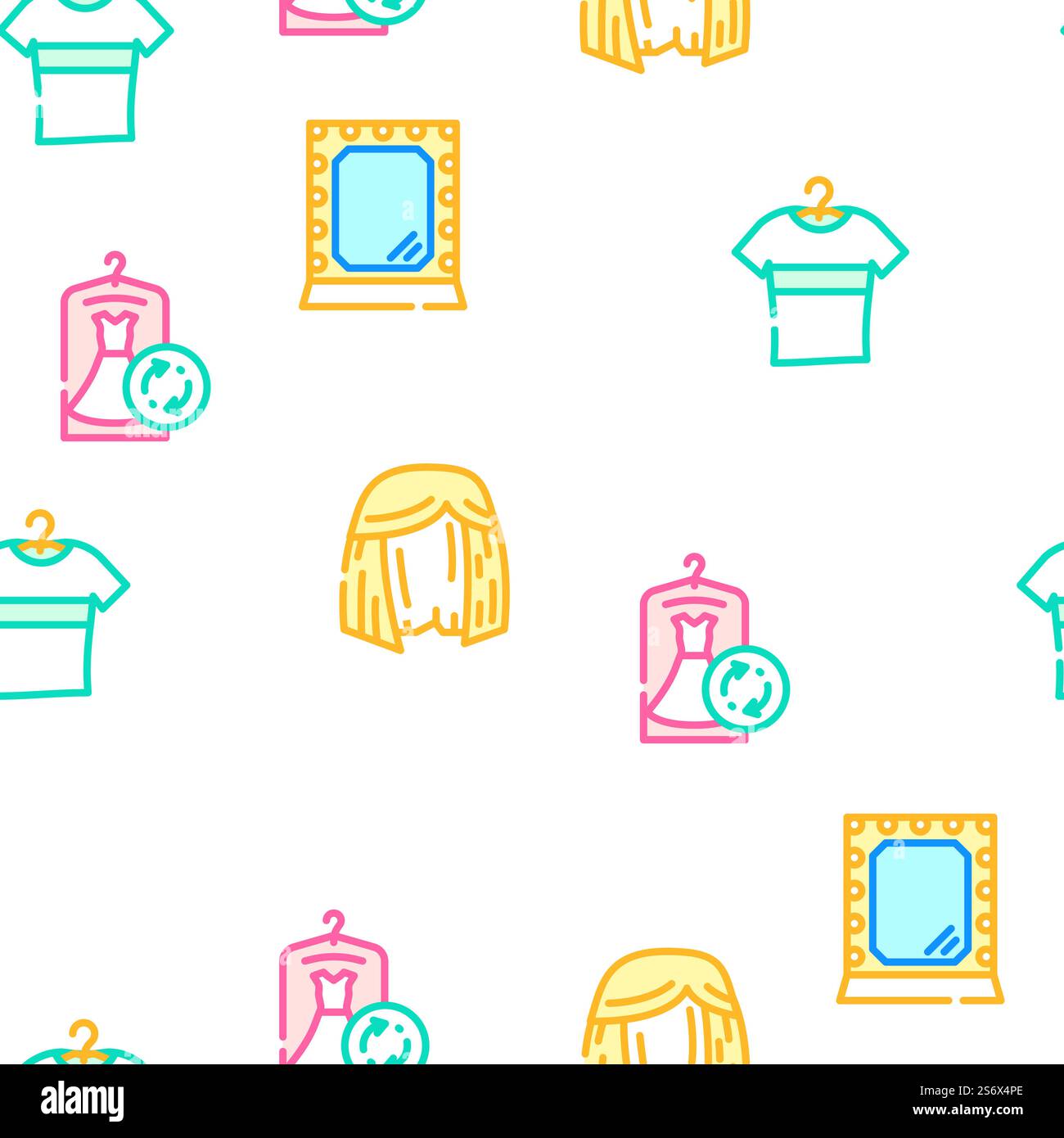 Stylist Accessory Vector Seamless Pattern Color Line Illustration ...