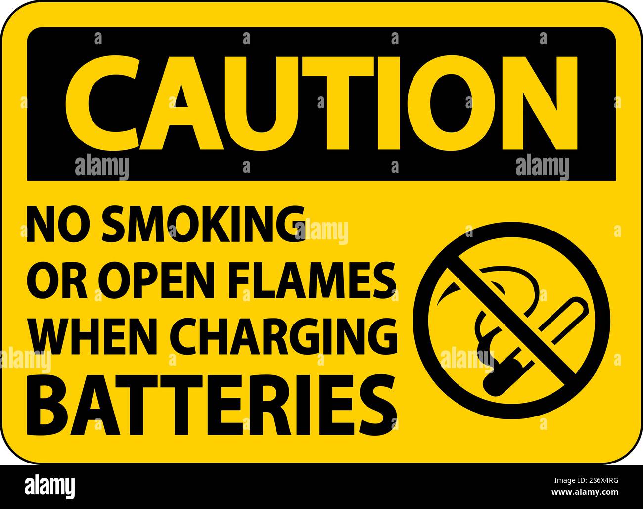 Caution No Smoking When Charging Sign On White Background Stock Vector ...