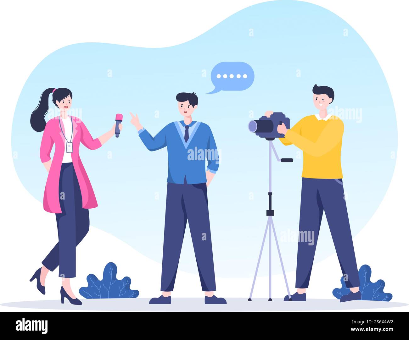 Journalism or Social Broadcasting with Equipment, News, Microphones ...