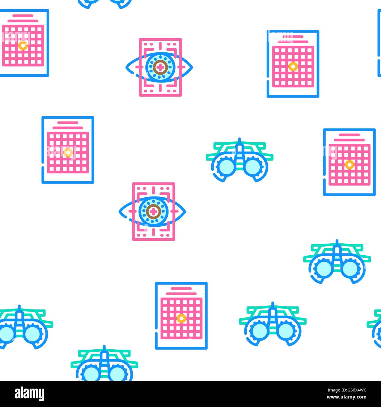 Ophthalmology Eye Disease Treat Vector Seamless Pattern Color Line ...