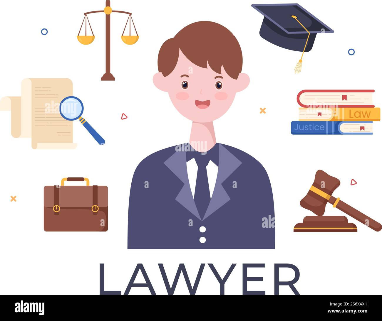Lawyer, Attorney and Justice with Laws, Scales, Buildings, Book or ...