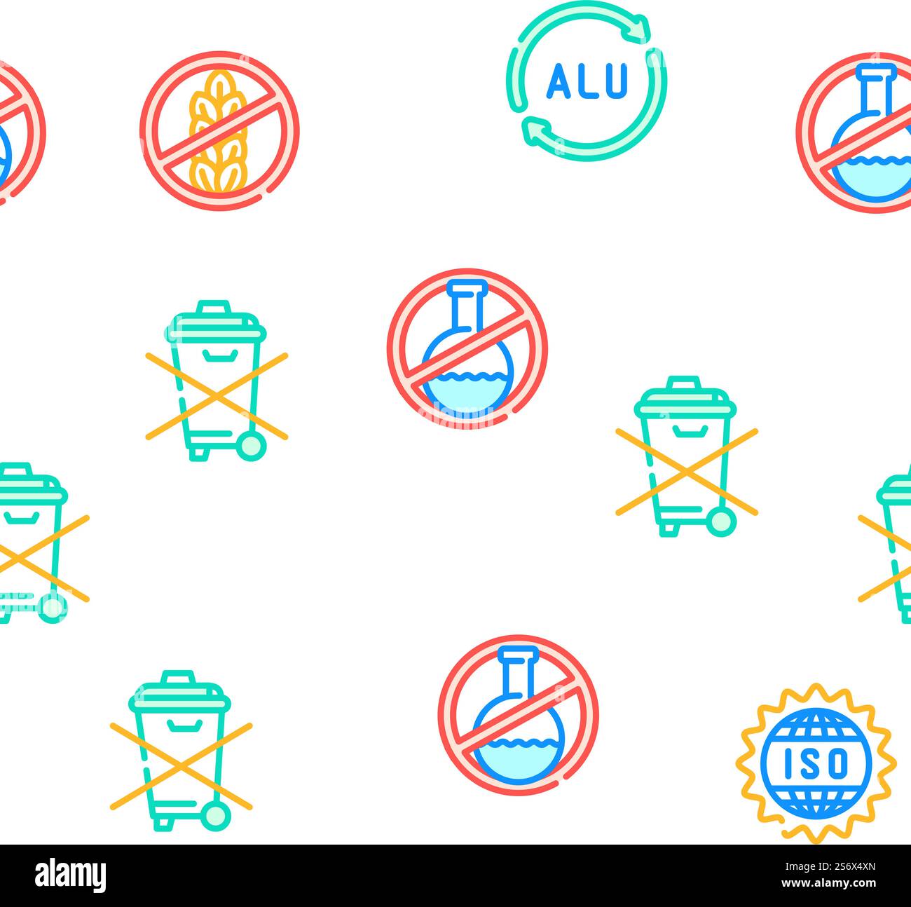 Packaging Industrial Marking Vector Seamless Pattern Color Line ...