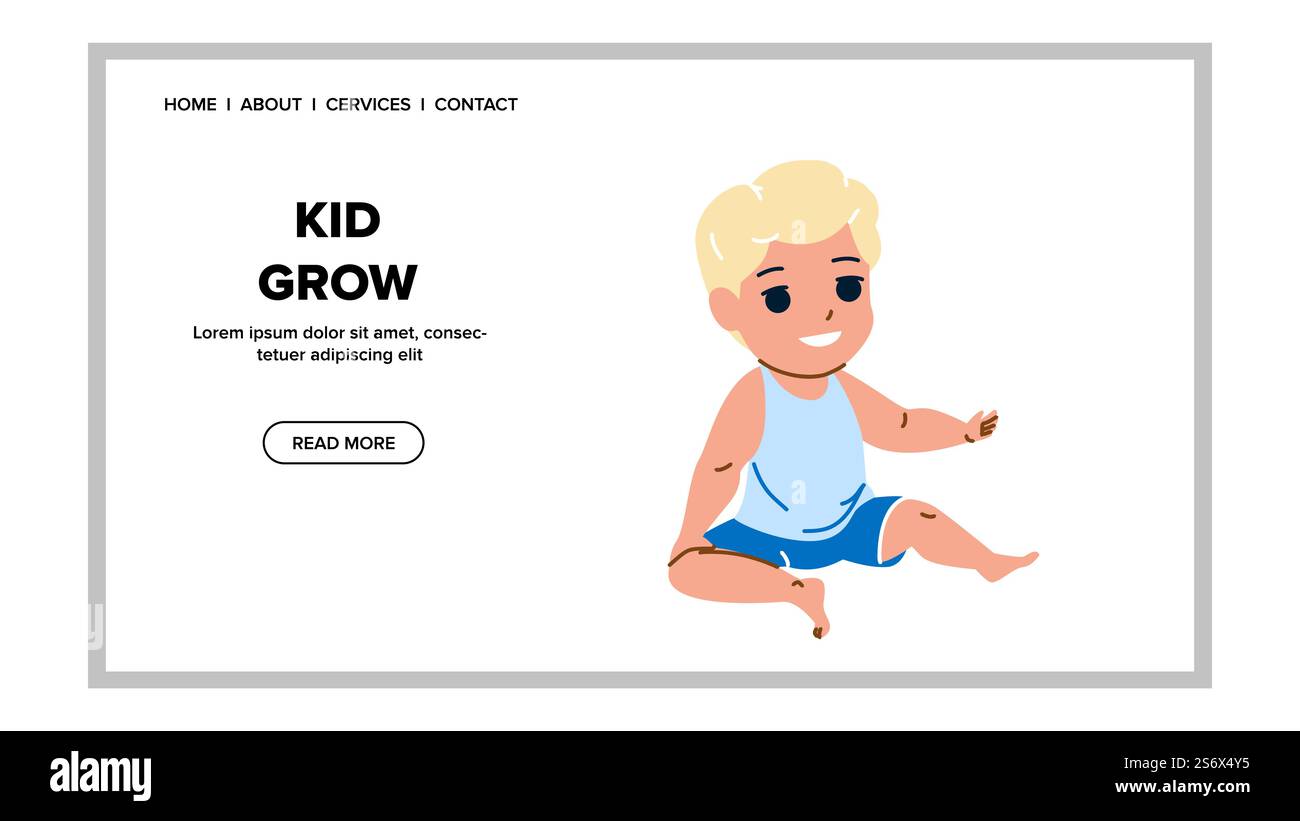 Toddler Boy Funny Kid Grow And Develop Vector. Attractive And Cute Kid ...