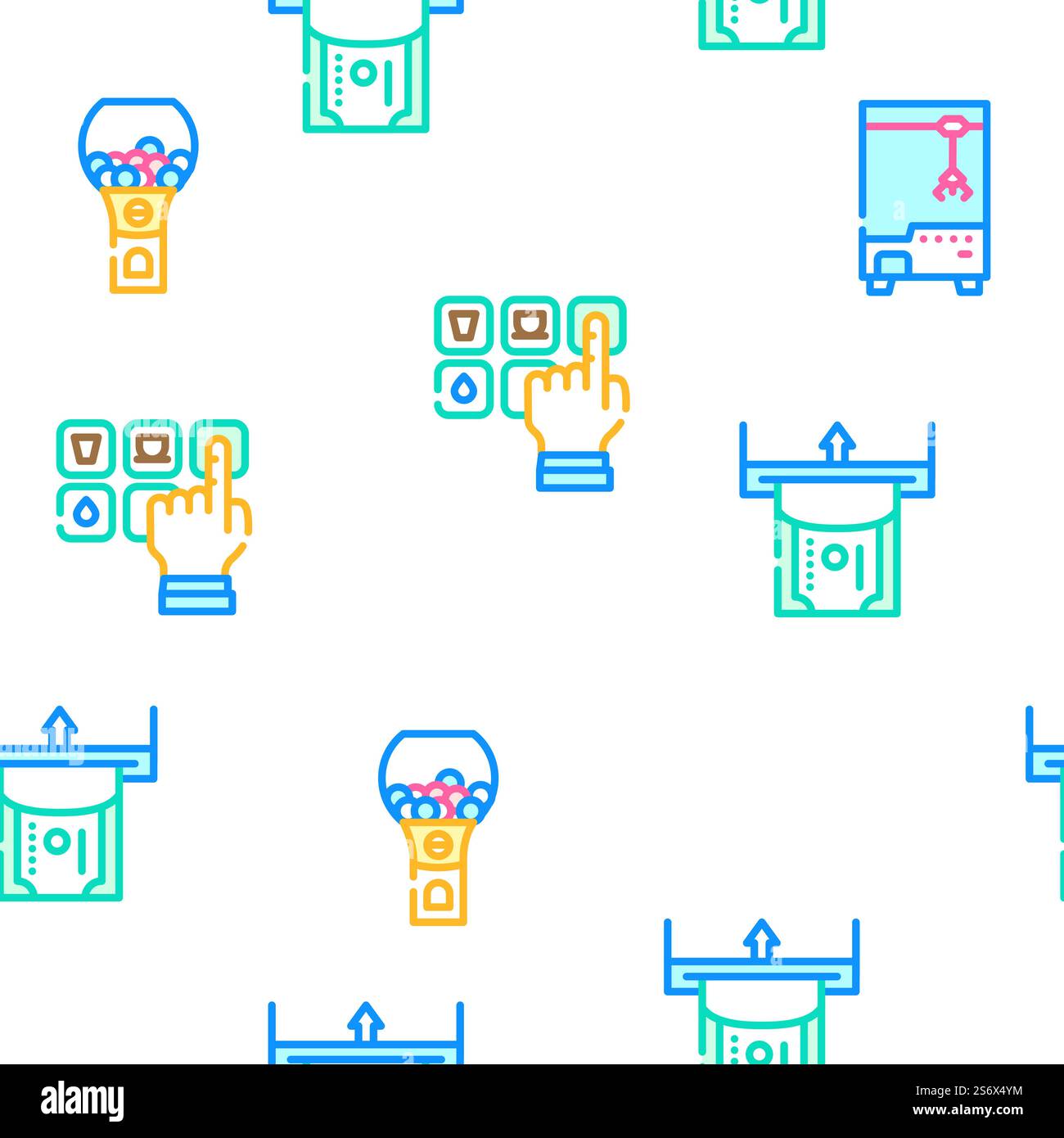 Vending Machine Sale Equipment Vector Seamless Pattern Color Line ...