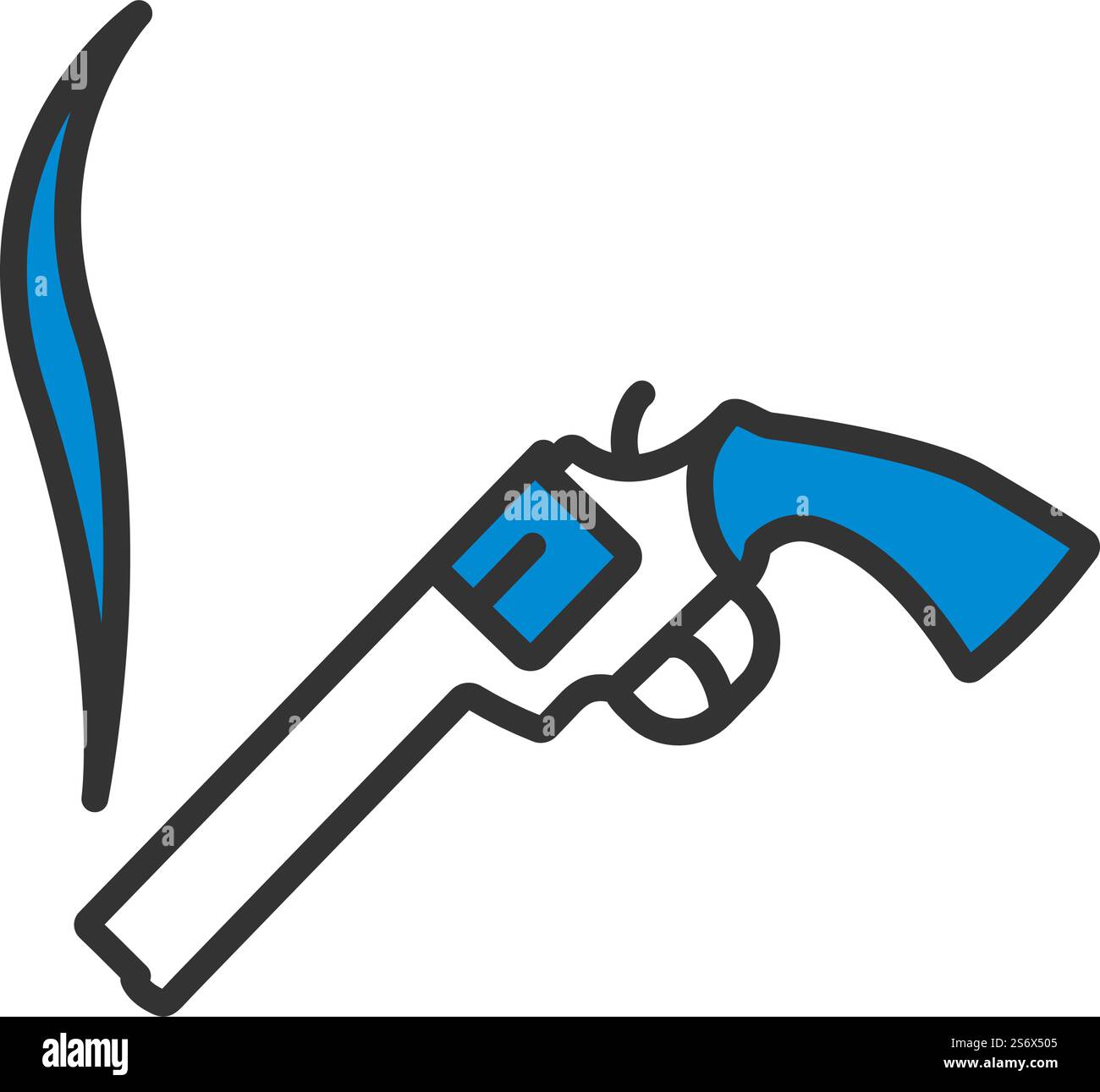 Smoking Revolver Icon. Editable Bold Outline With Color Fill Design ...