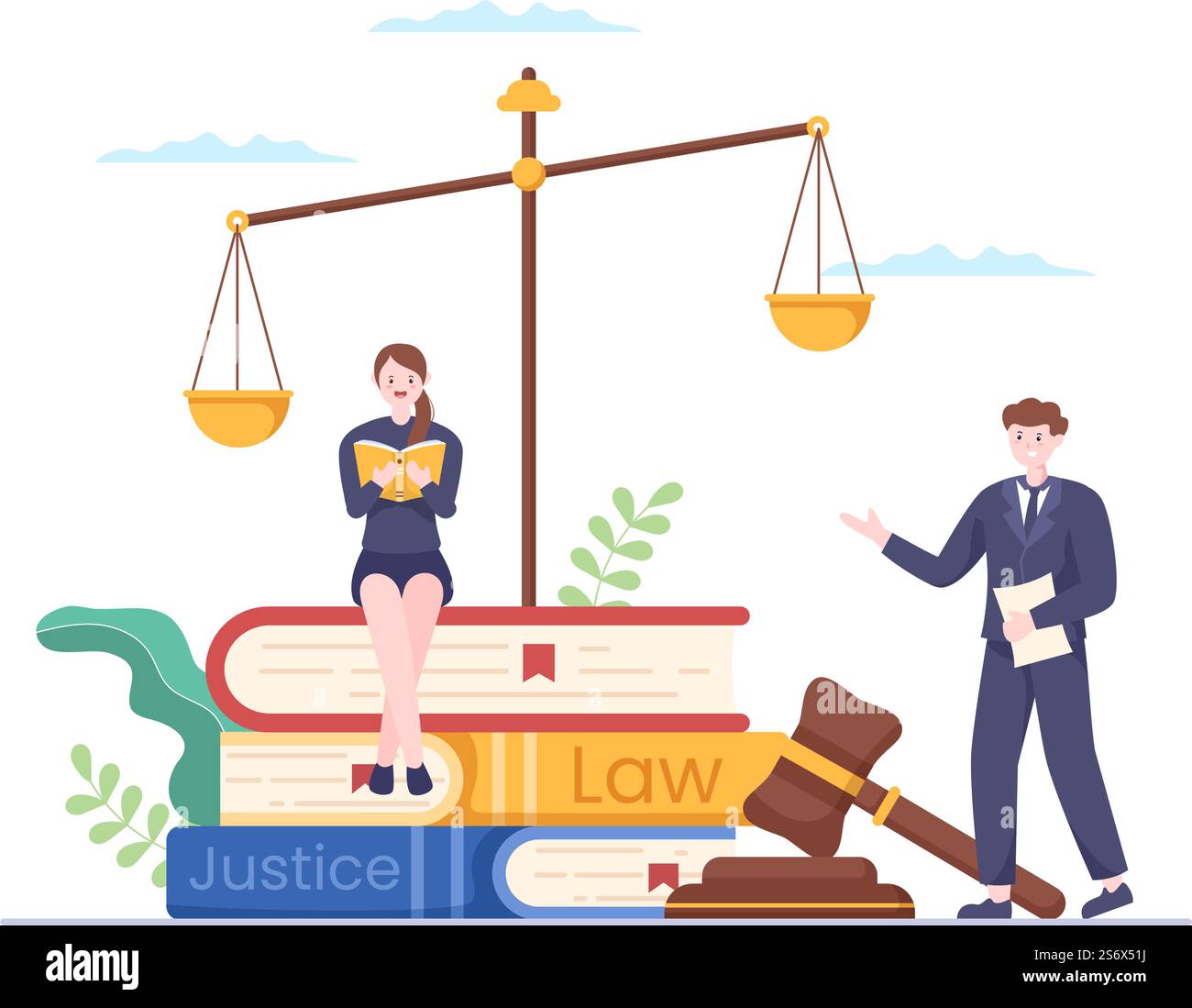 Lawyer, Attorney and Justice with Laws, Scales, Buildings, Book or ...