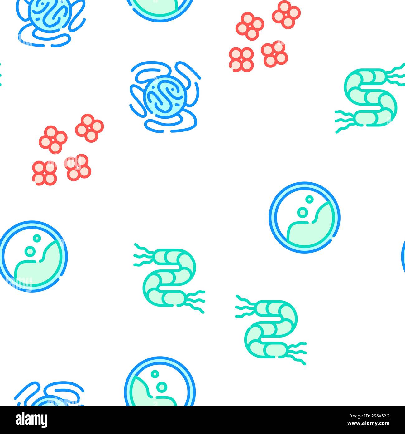 Pathogen Virus Disease Collection Vector Seamless Pattern Color Line ...