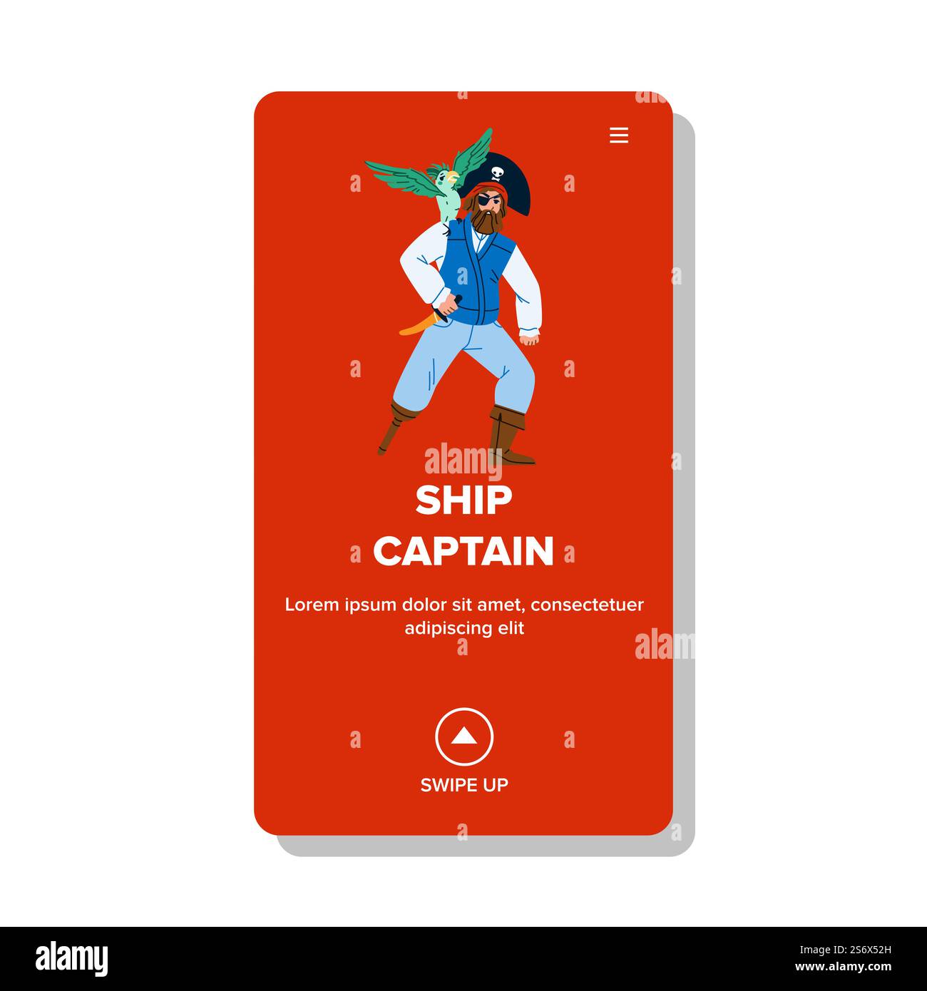 Ship Captain Man With Parrot On Shoulder Vector. Ship Captain Bearded ...