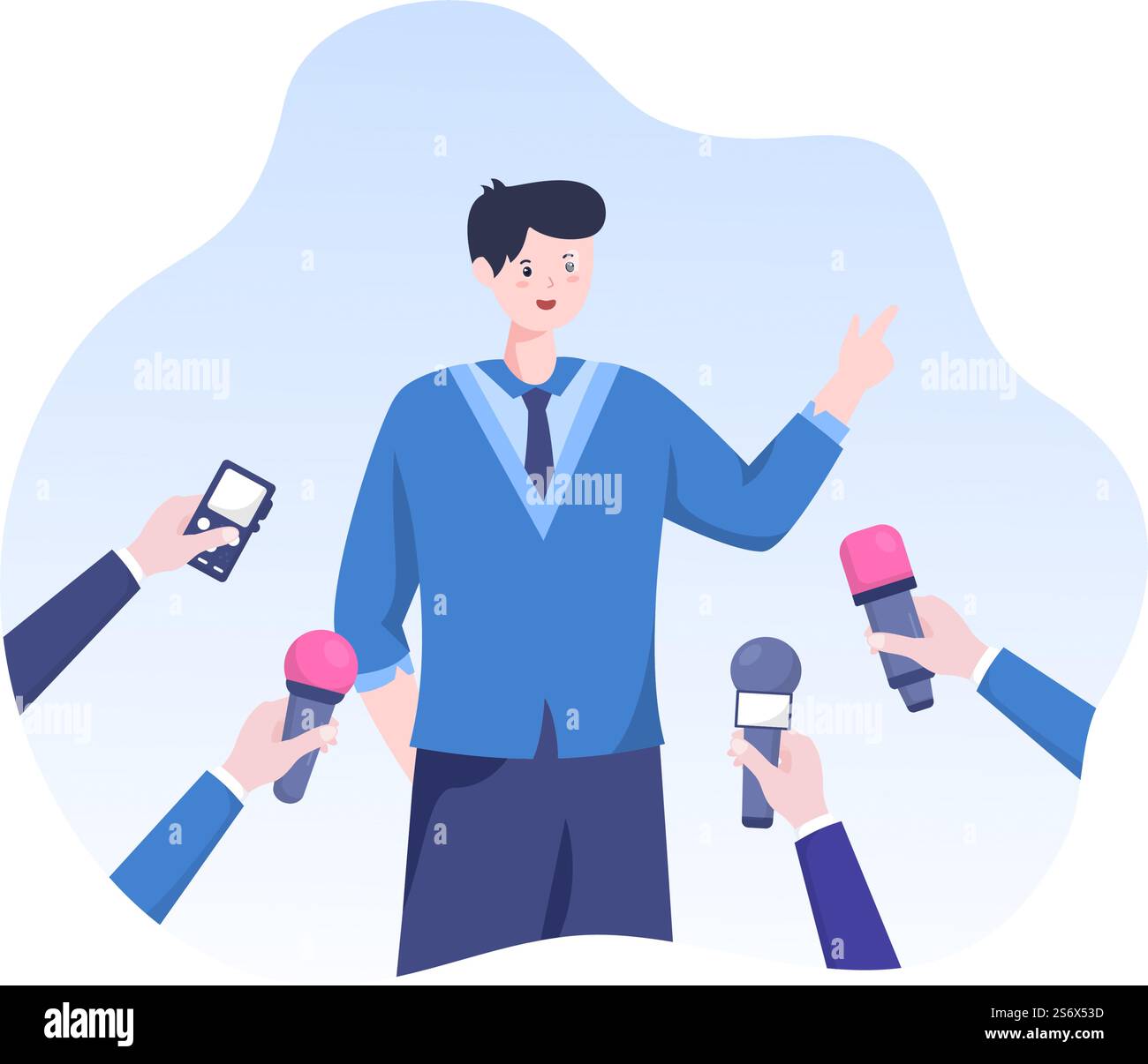 Journalism or Social Broadcasting with Equipment, News, Microphones ...