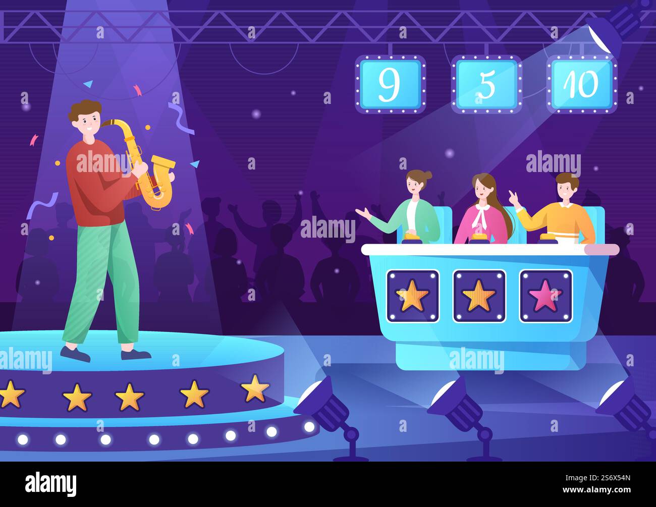 Talent Show with Contestants Displaying their Skill on Stage or Podium ...