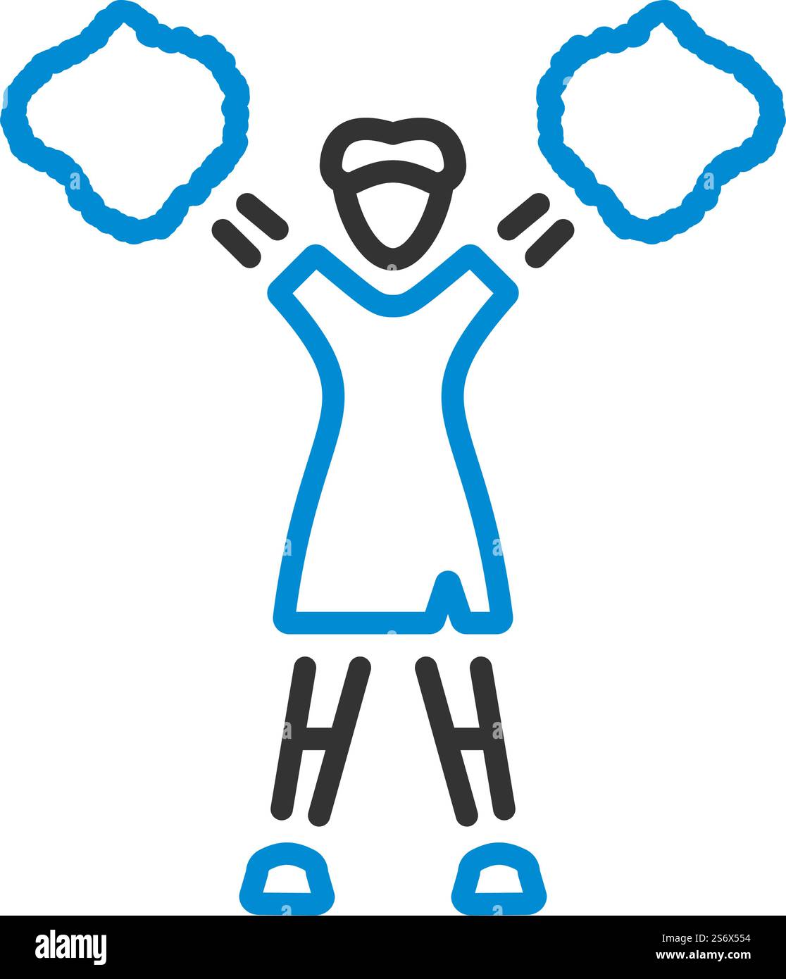 American Football Cheerleader Girl Icon. Editable Bold Outline With ...