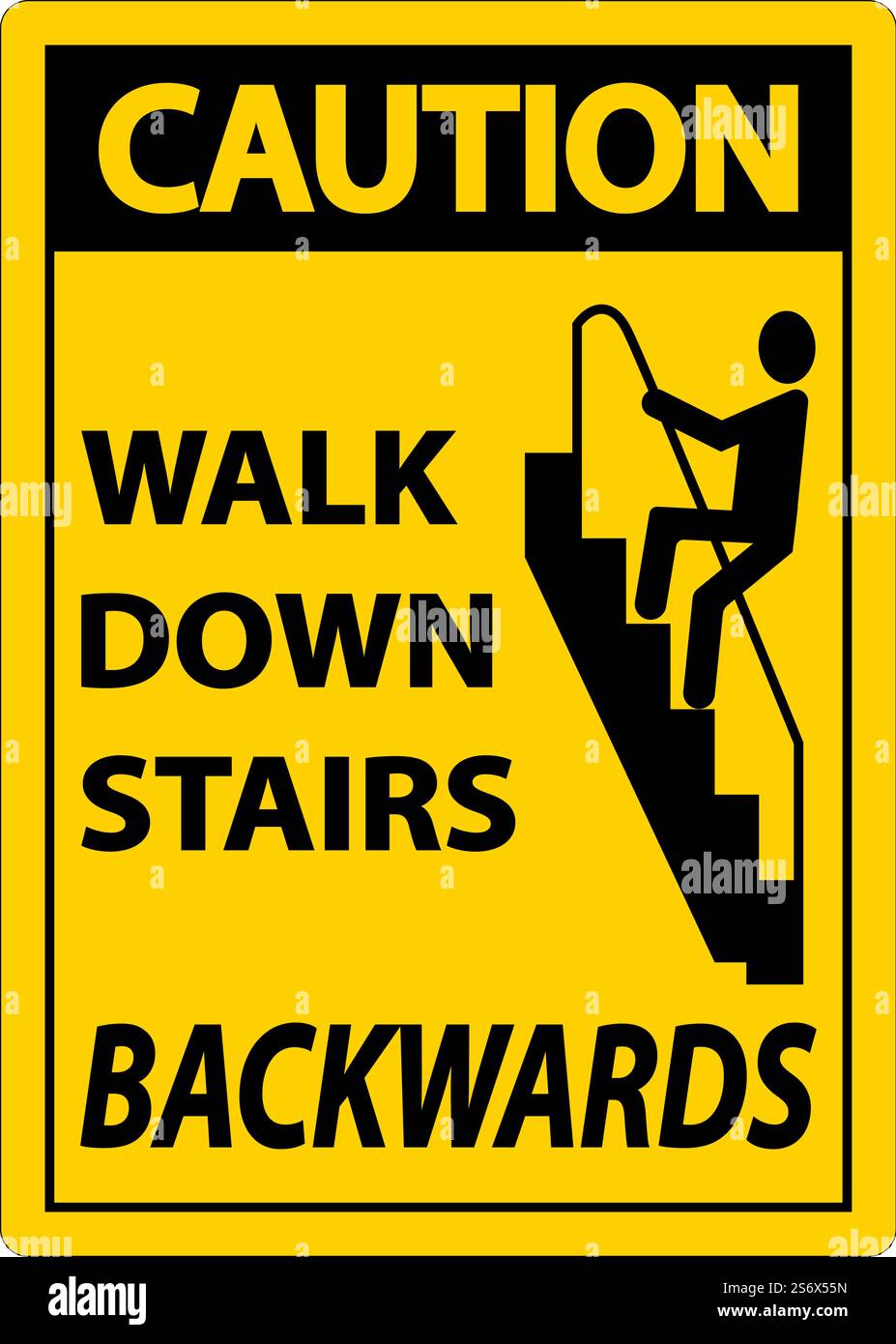Caution Walk Down Stairs Backwards Sign Stock Vector Image & Art - Alamy