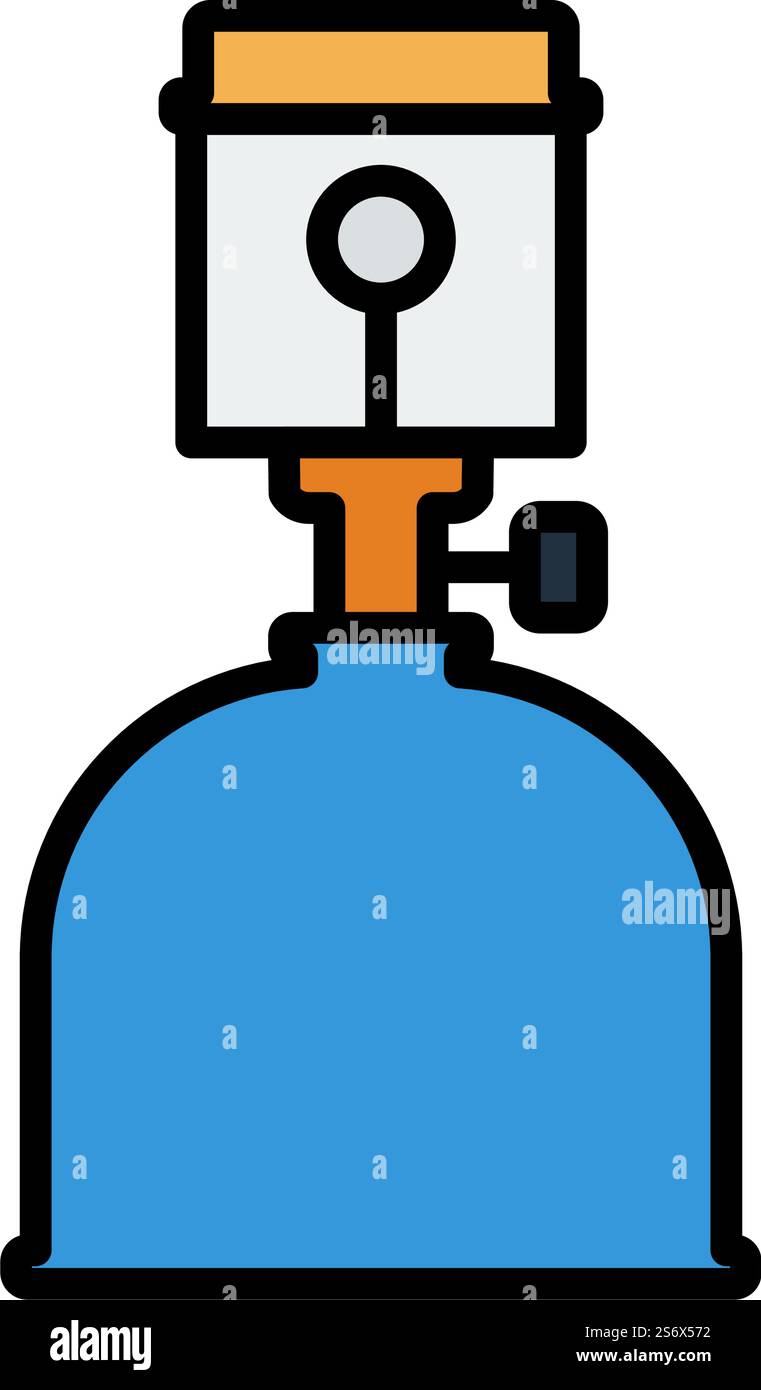 Icon Of Camping Gas Burner Lamp. Editable Bold Outline With Color Fill ...