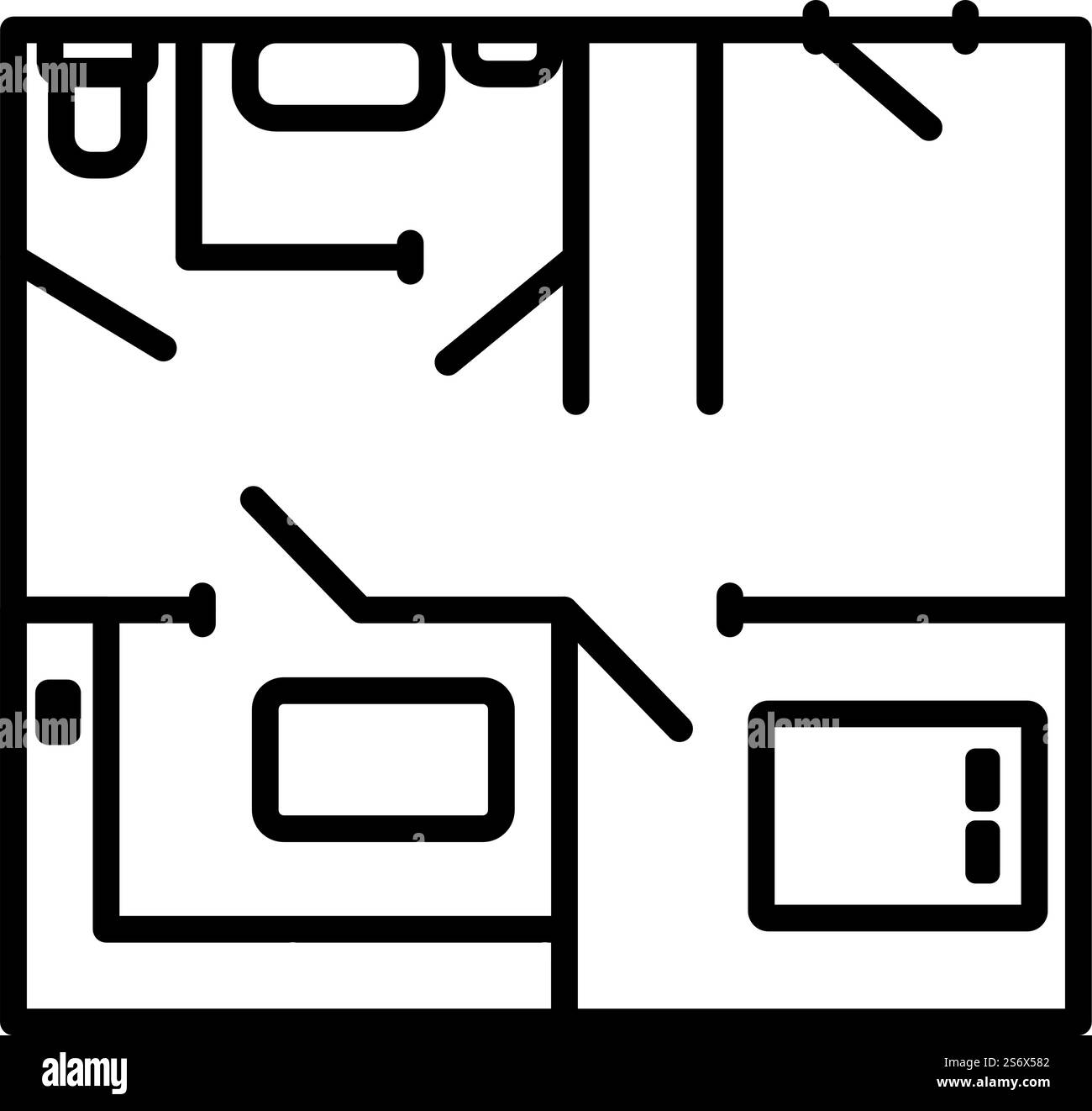 Icon Of Apartment Plan. Bold outline design with editable stroke width ...