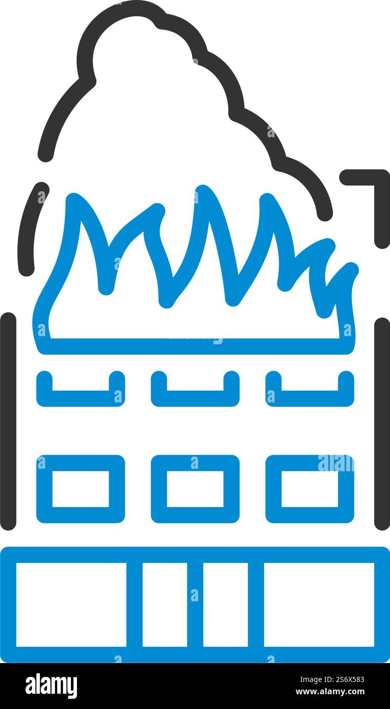 Hotel Building In Fire Icon. Editable Bold Outline With Color Fill ...