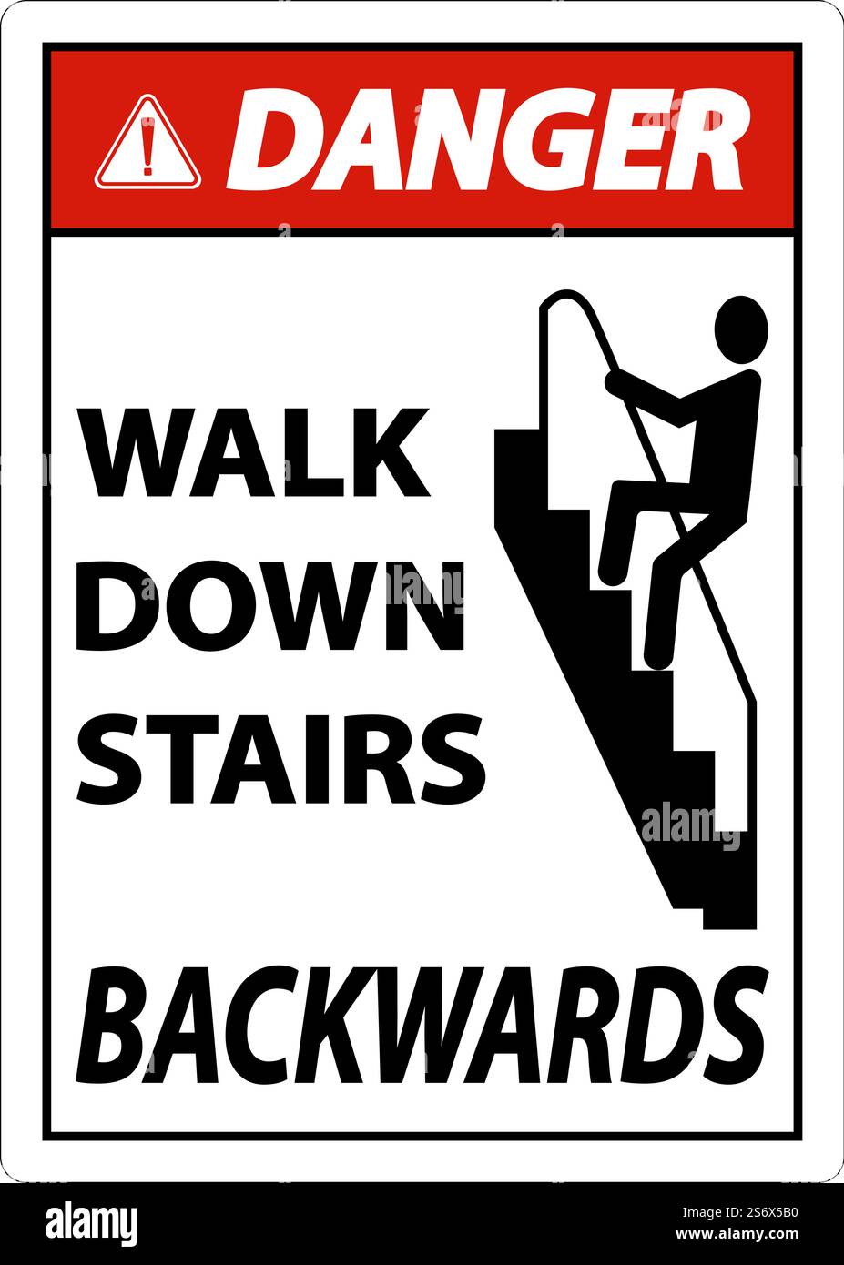 Danger Walk Down Stairs Backwards Sign Stock Vector Image & Art - Alamy