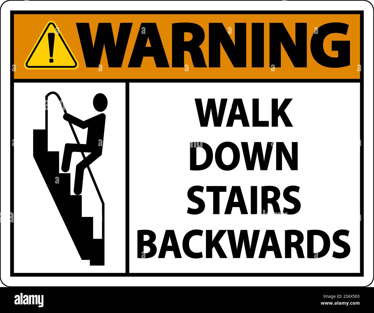 Warning Walk Down Stairs Backwards Sign Stock Vector Image & Art - Alamy
