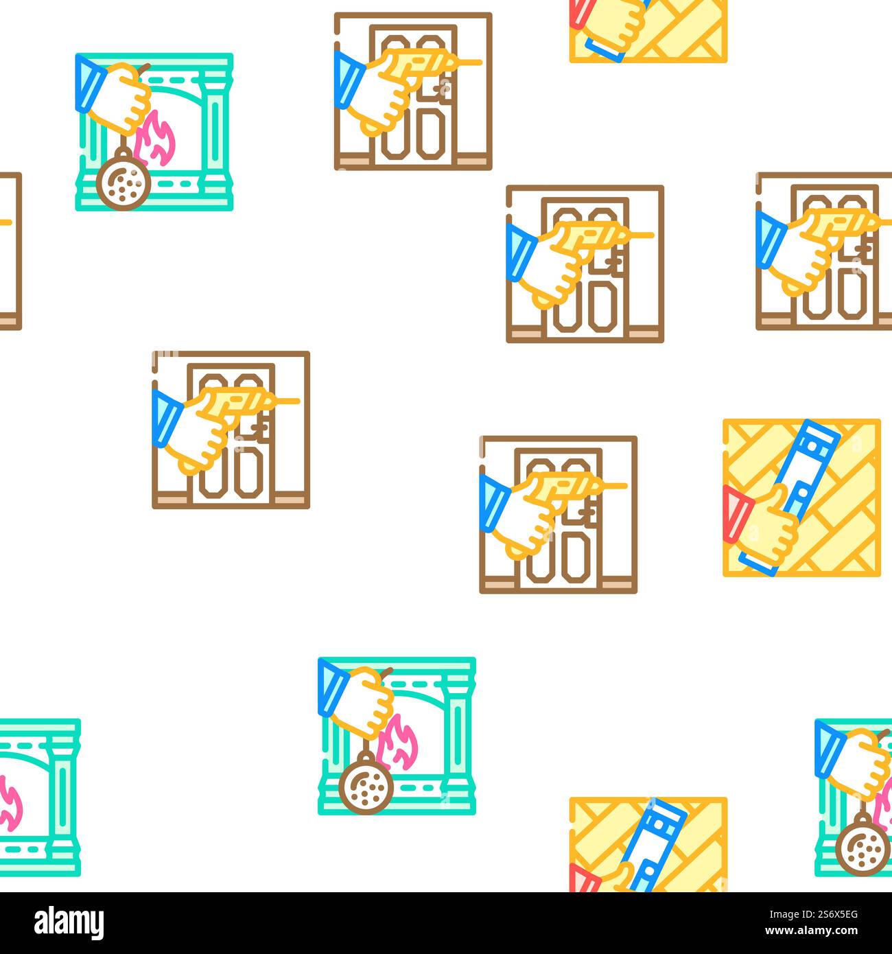 Repair And Maintenance Service Vector Seamless Pattern Color Line ...