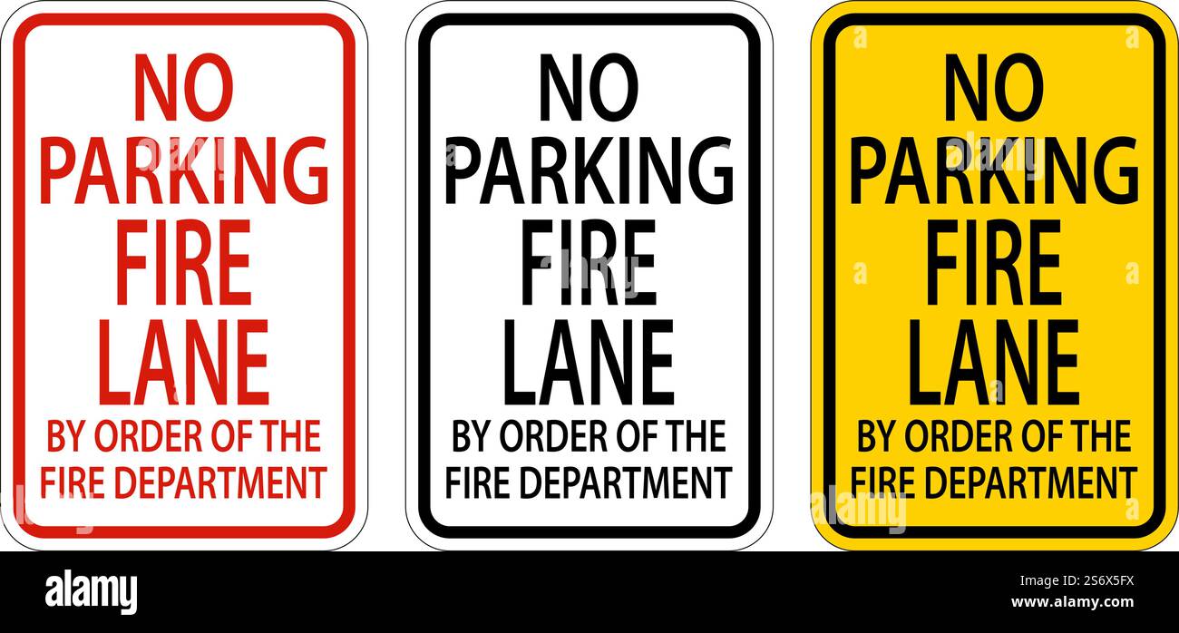 No Parking Fire Lane Sign On White Background Stock Vector Image & Art ...