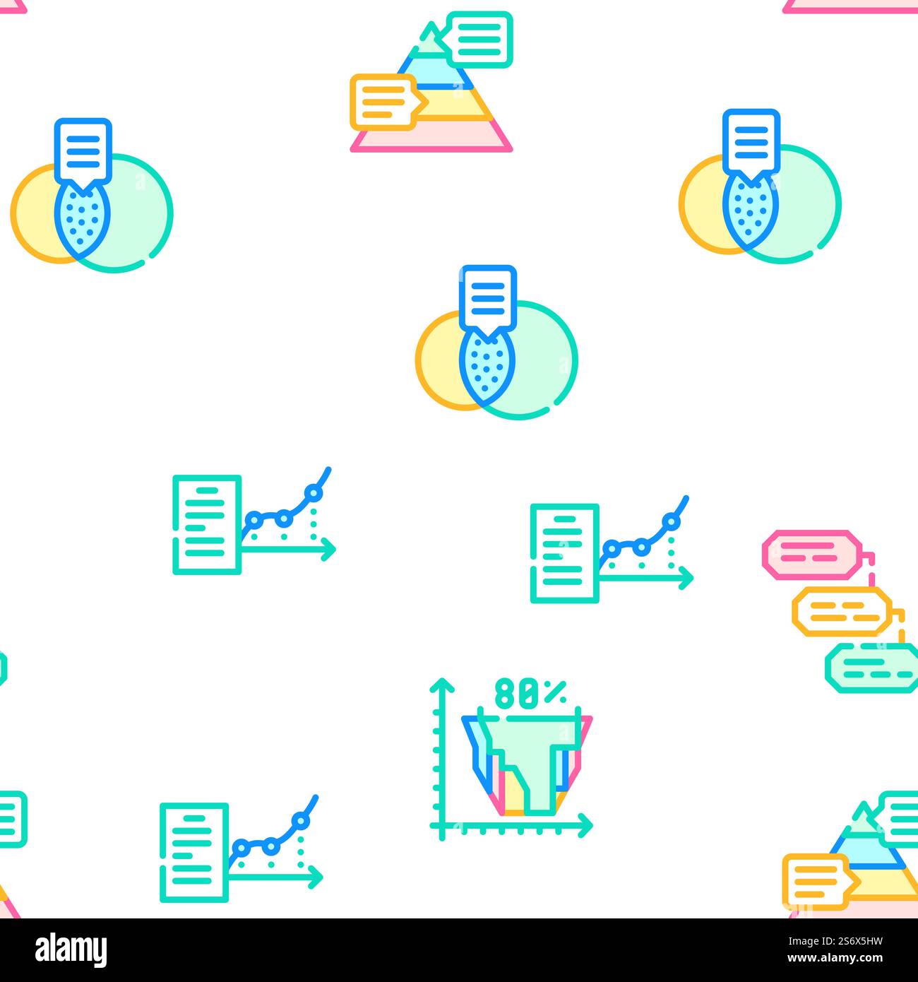 Data Analysis Diagram Collection Vector Seamless Pattern Color Line Illustration. Data Analysis ...