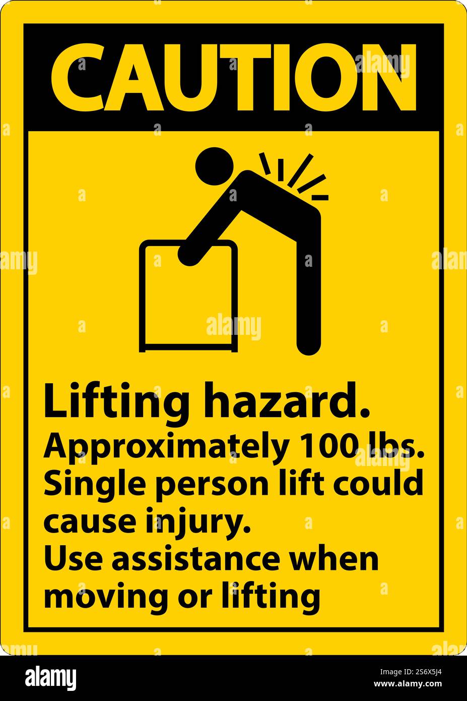 Caution Lifting Hazard Use Assistance Label On White Background Stock ...