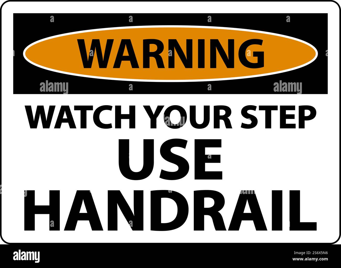 Warning Watch Your Step Use Handrail Sign On White Background Stock ...