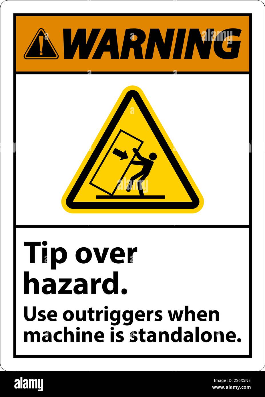 Warning Tip Over Hazard Use Outriggers Label On White Background Stock ...