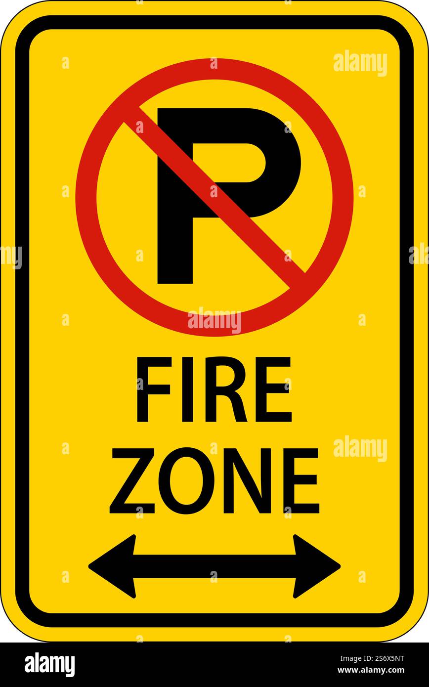 No Parking Fire Zone,Double Arrow Sign On White Background Stock Vector ...