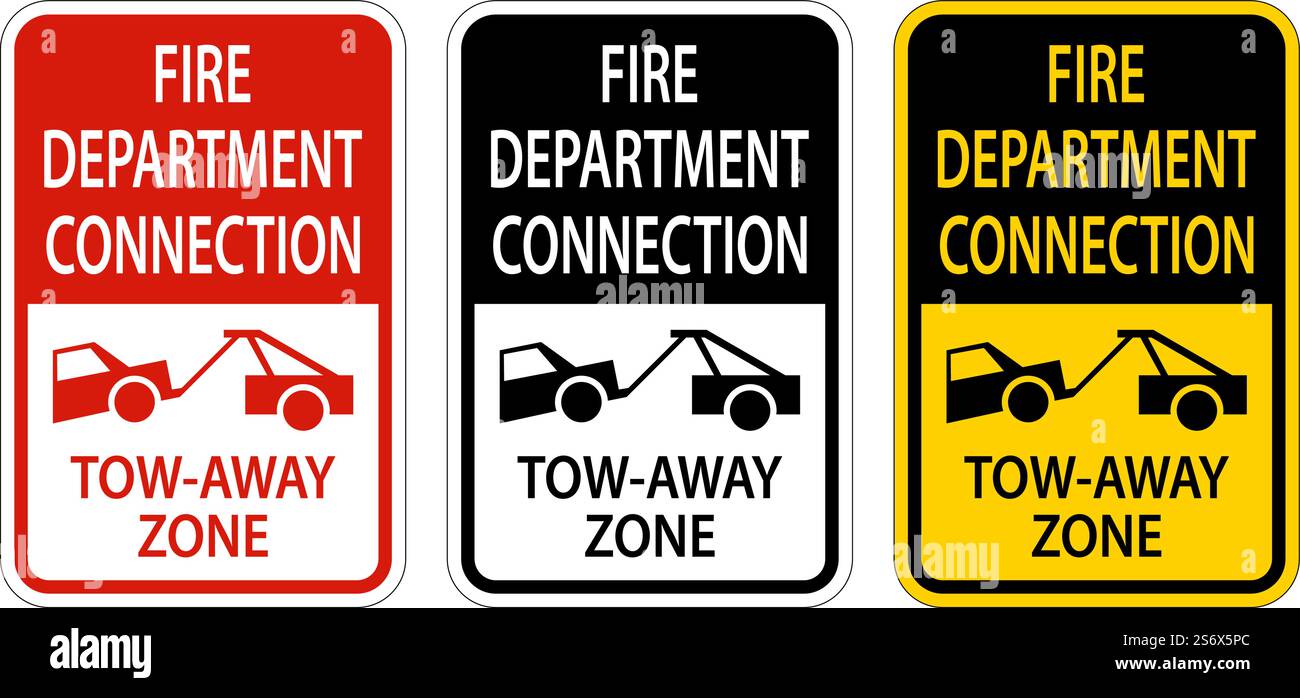 Fire Department Connection Tow Away Zone Sign On White Background Stock ...