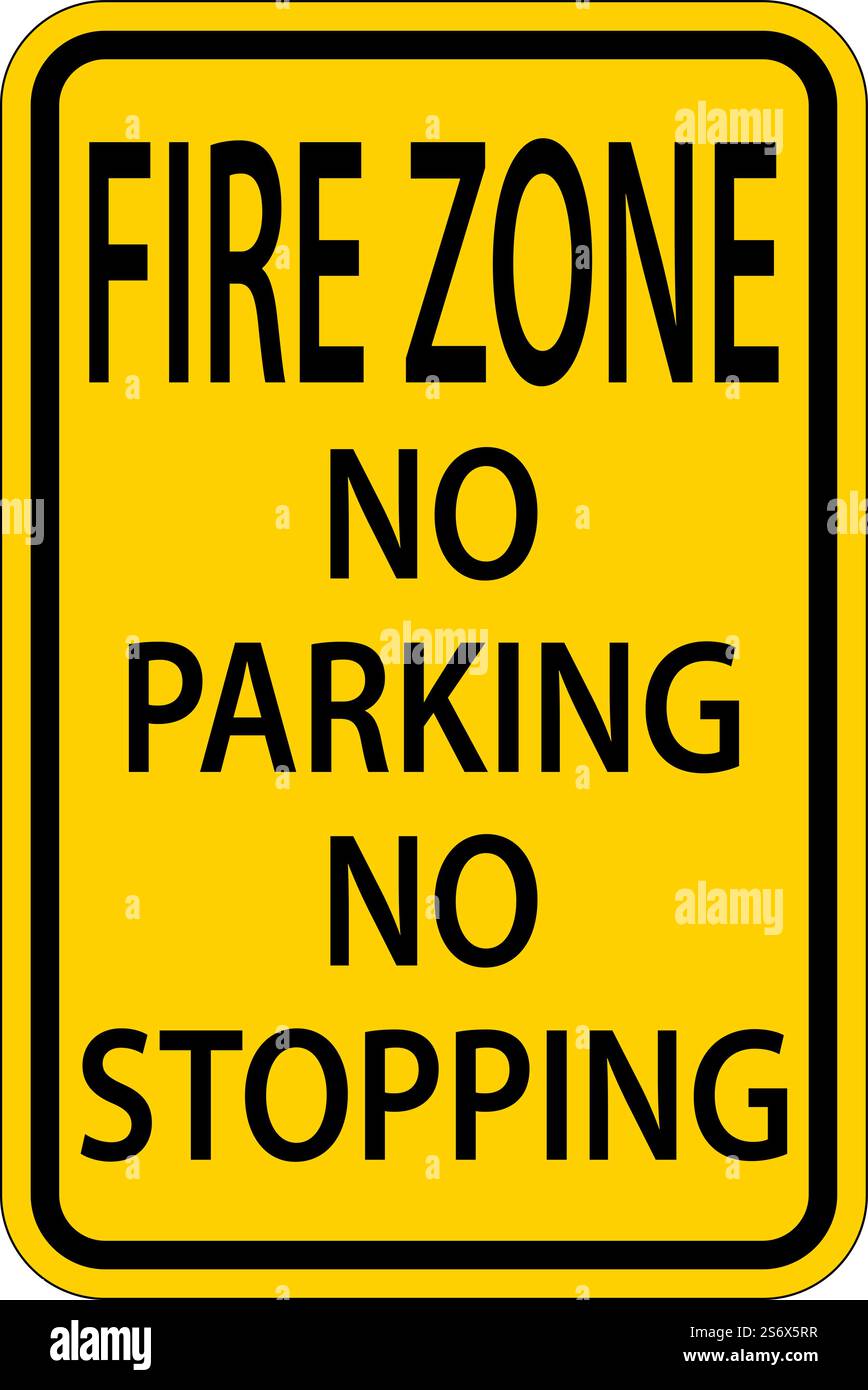 Fire Zone No Parking No Stopping Sign On White Background Stock Vector ...