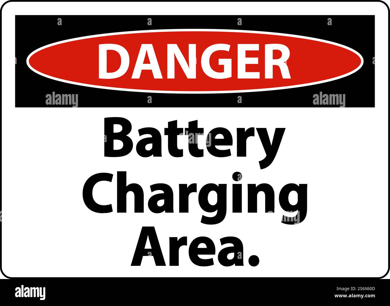 Danger Battery Charging Area Sign On White Background Stock Vector ...