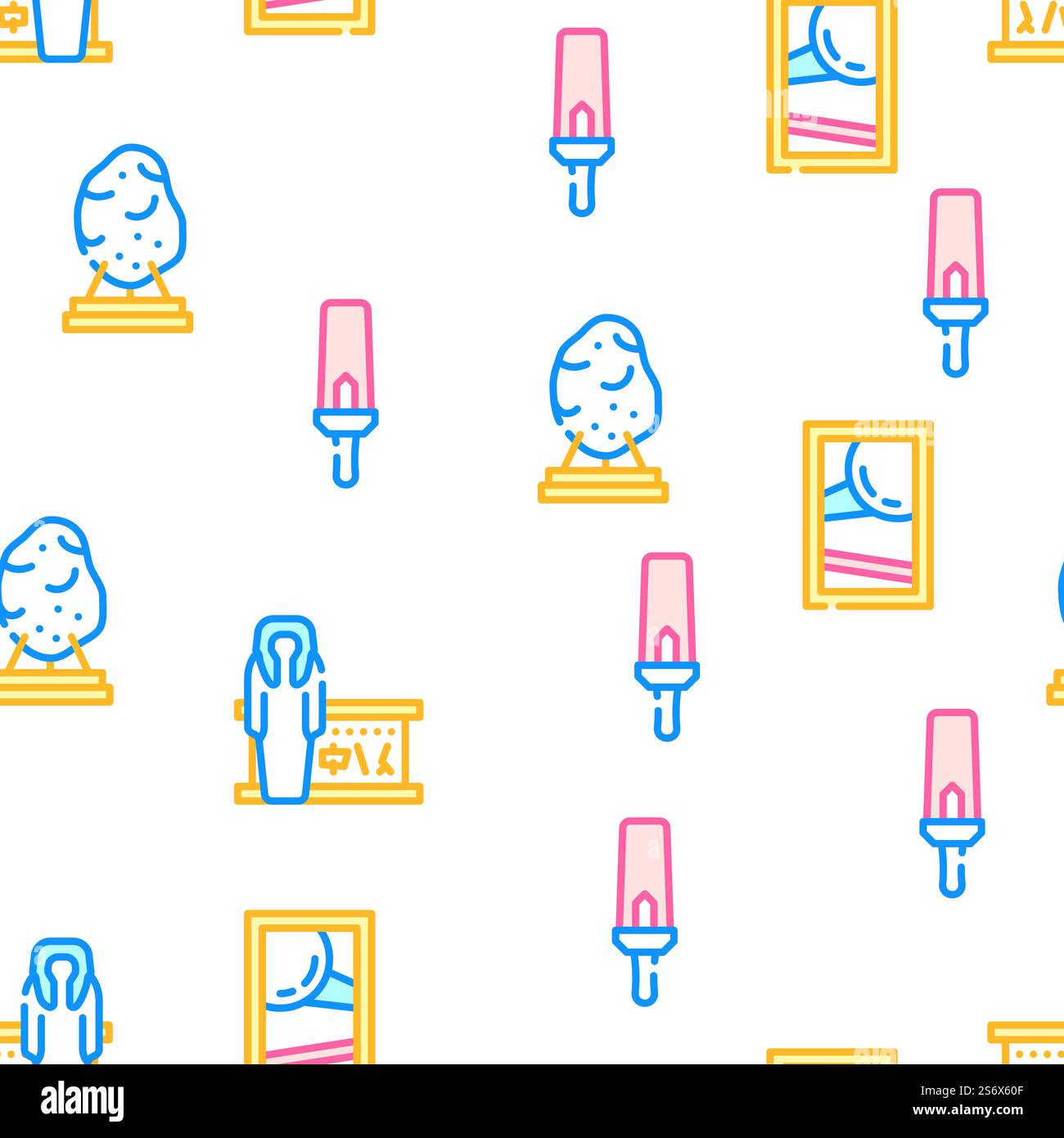 Museum Exhibits And Excursion Vector Seamless Pattern Color Line ...