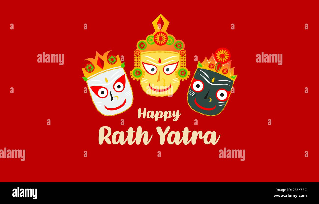 Rath Yatra Indian Festival background template vector flat design Stock ...