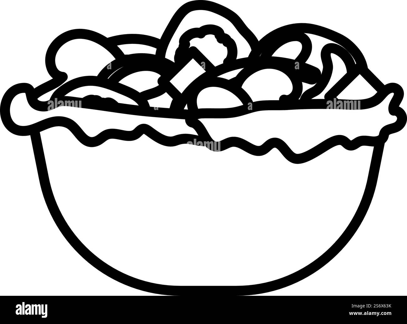 Icon Of Salad In Plate. Bold outline design with editable stroke width ...