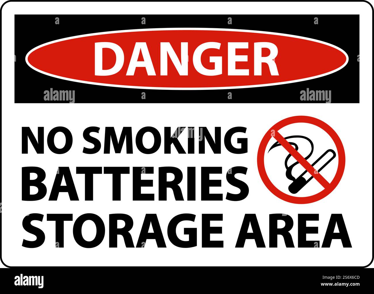 Danger No Smoking Battery Storage Area Sign On White Background Stock ...