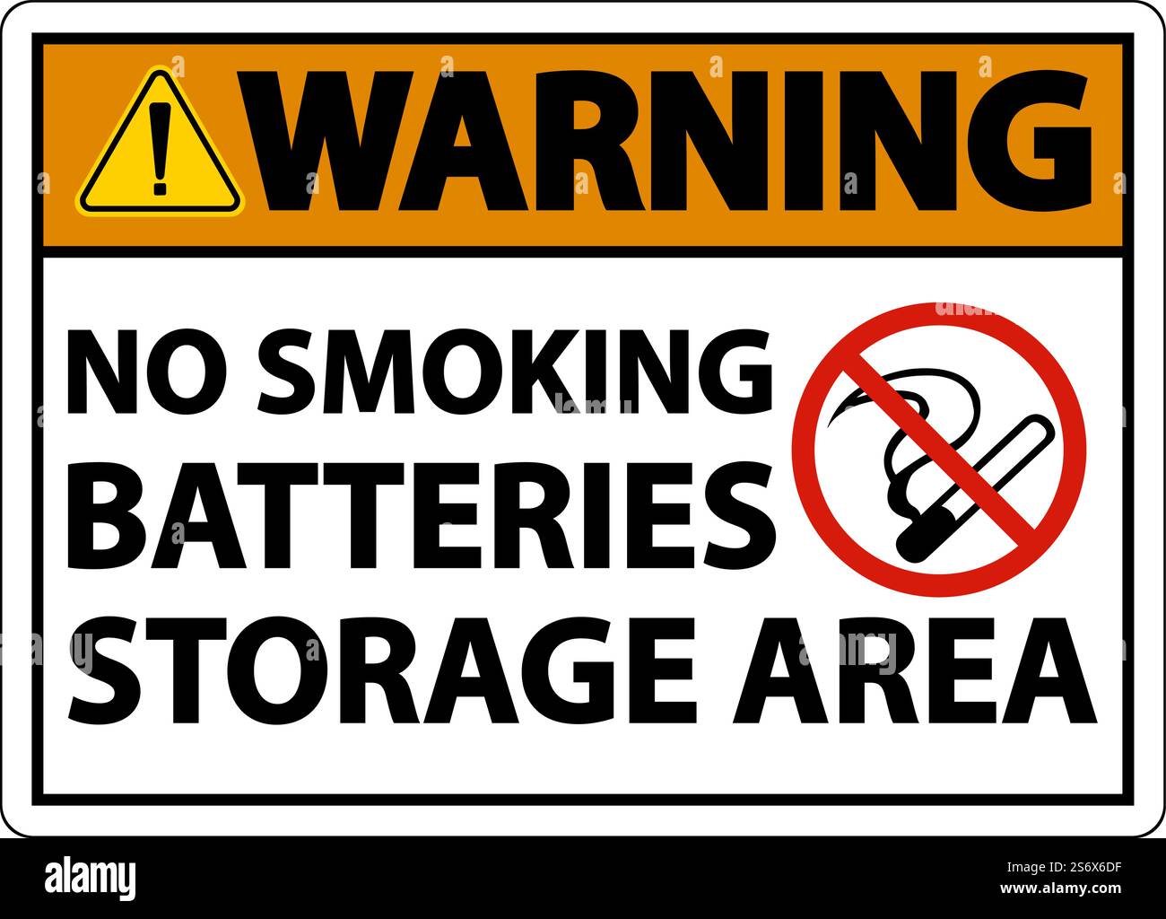 Warning No Smoking Battery Storage Area Sign On White Background Stock ...
