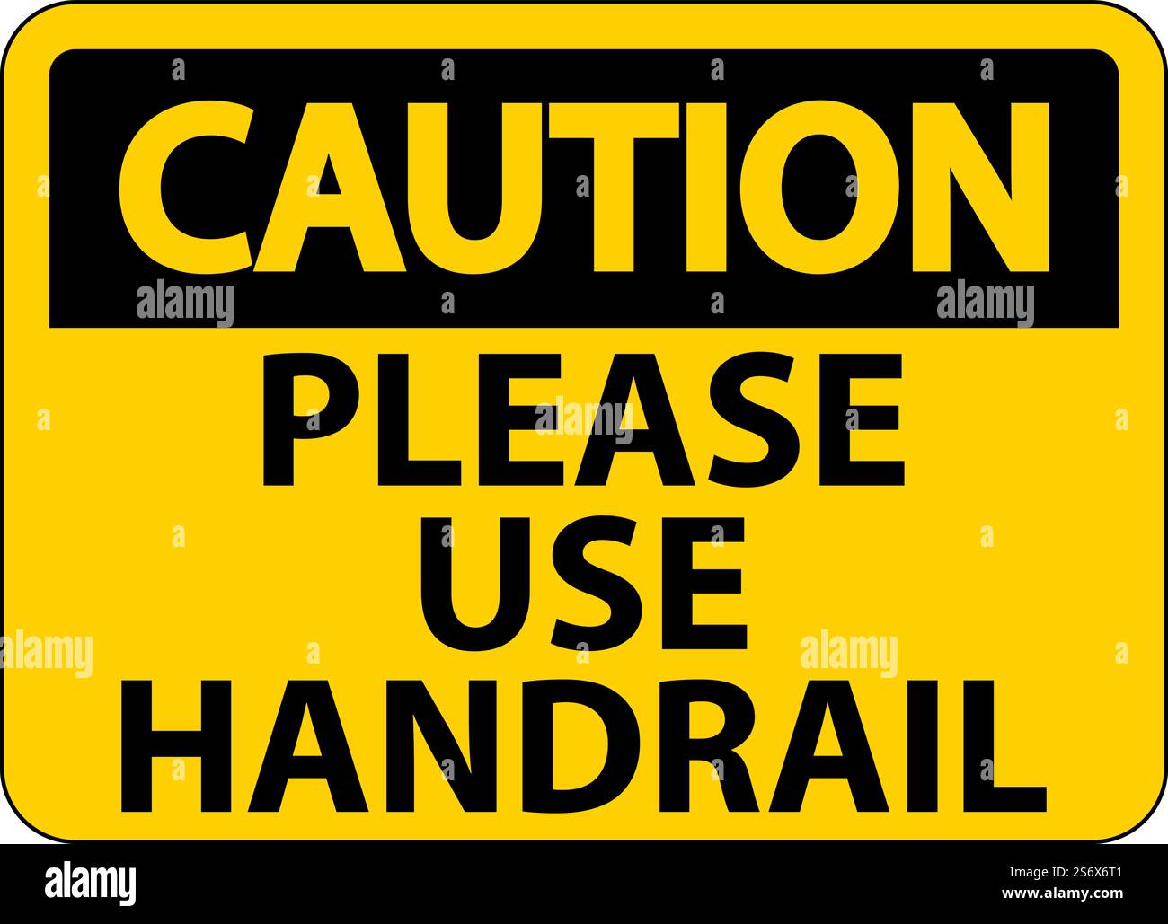 Caution Please Use Handrail Sign On White Background Stock Vector Image ...