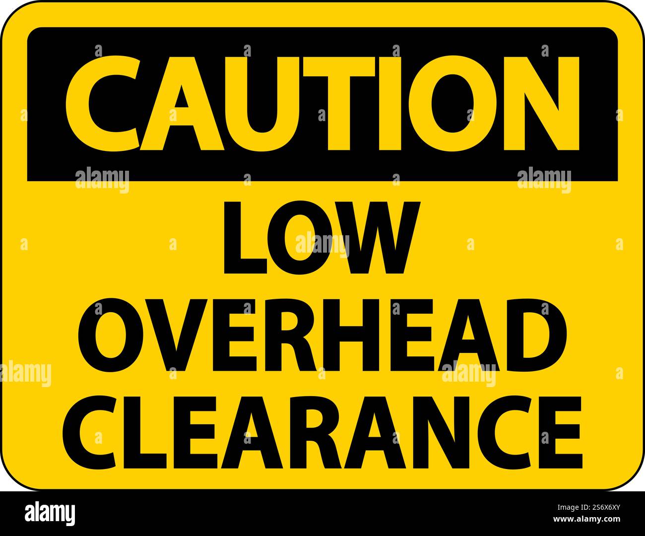 Caution Low Overhead Clearance Sign On White Background Stock Vector ...