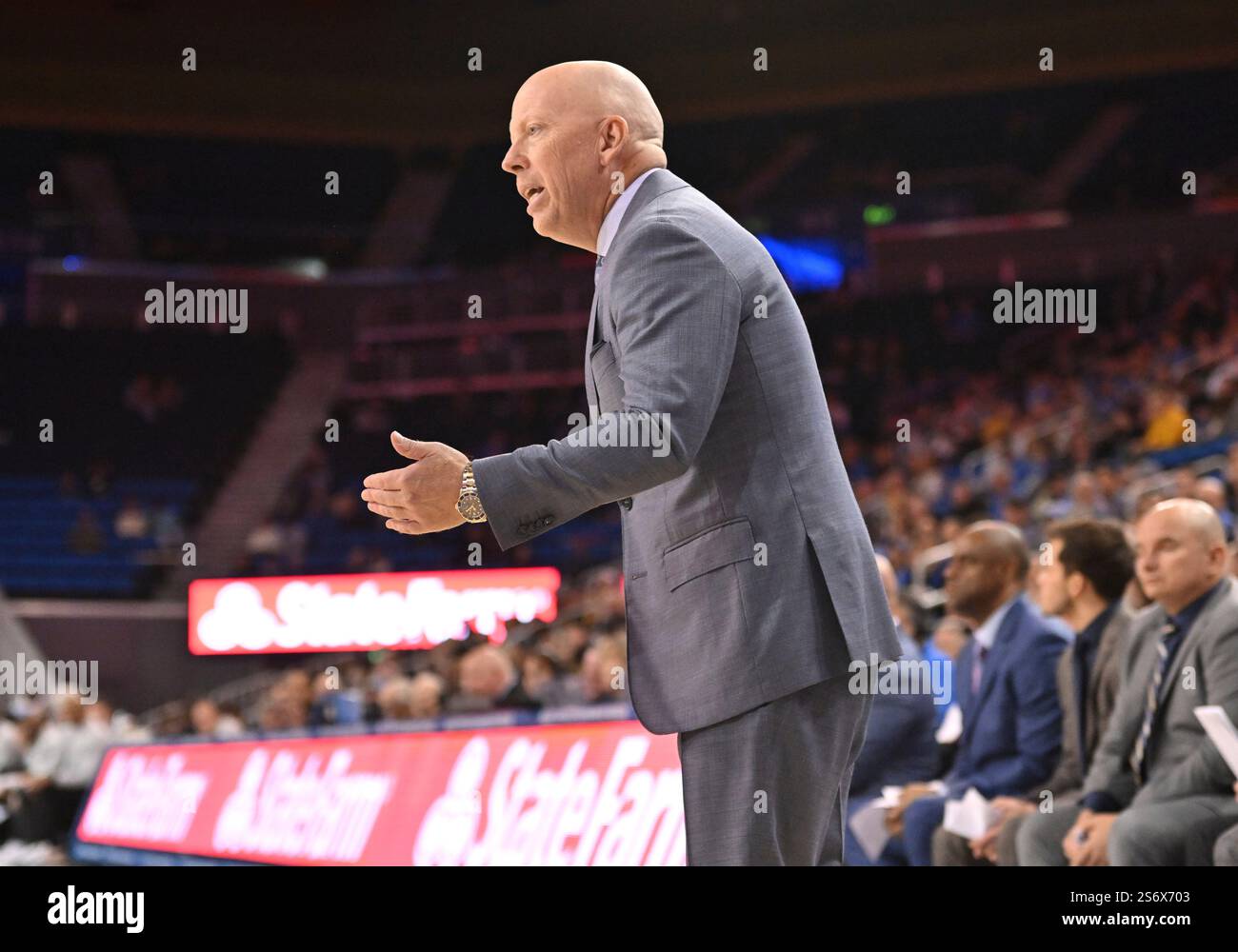 LOS ANGELES, CA - JANUARY 17: UCLA Bruins head coach Mick Cronin reacts ...