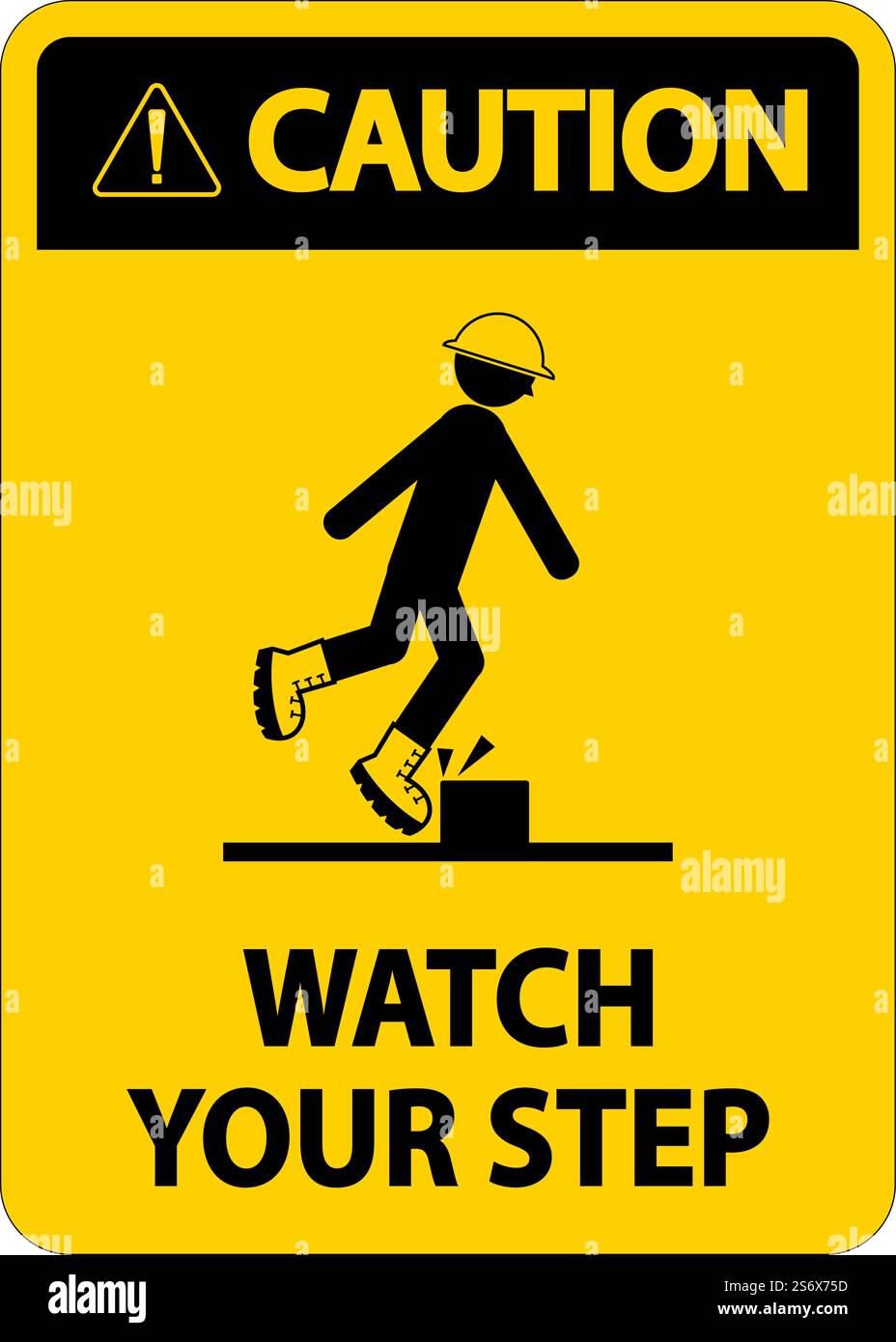 Caution Watch Your Step Sign On White Background Stock Vector Image ...
