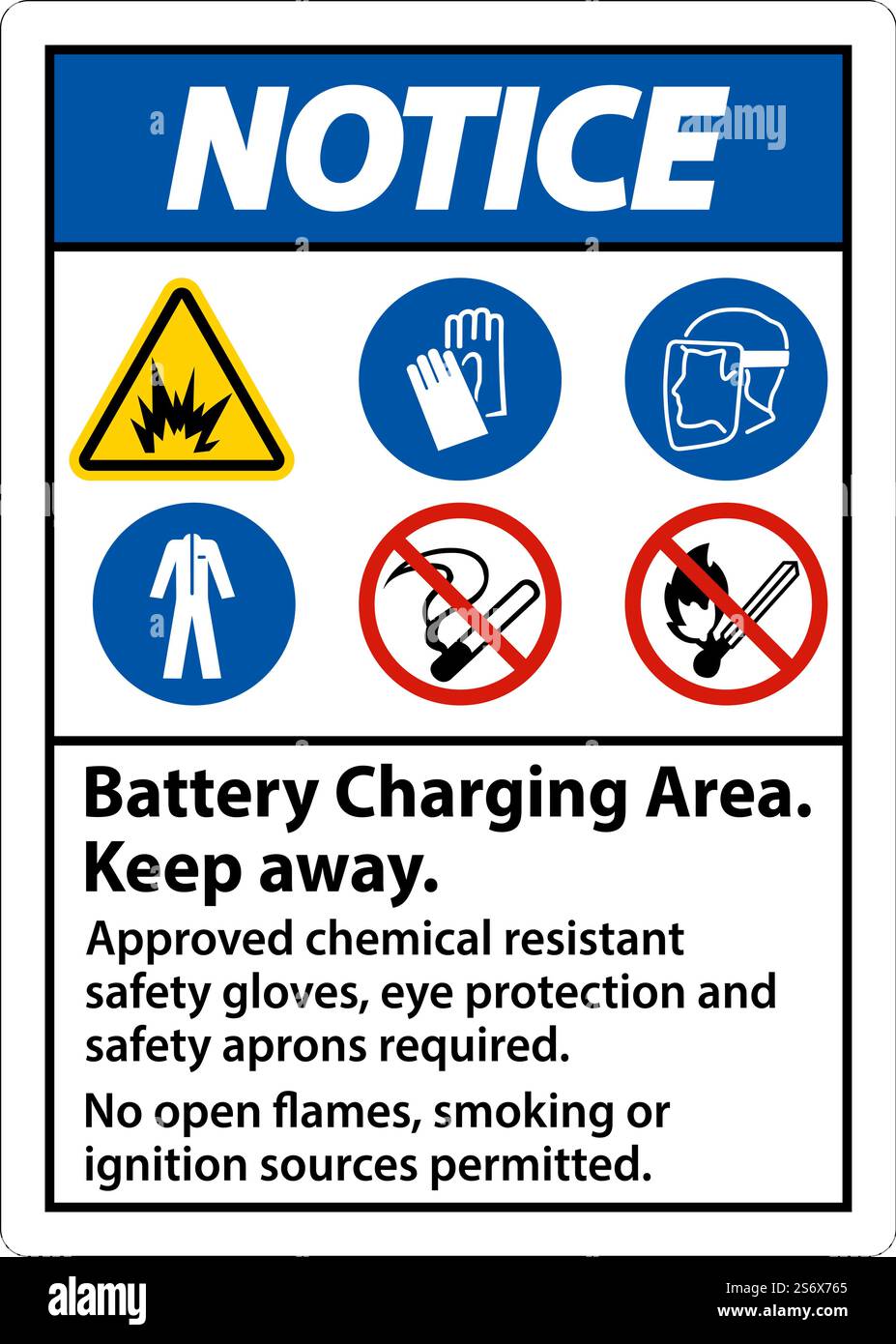 Notice Battery Charging Area Keep Away Sign On White Background Stock ...