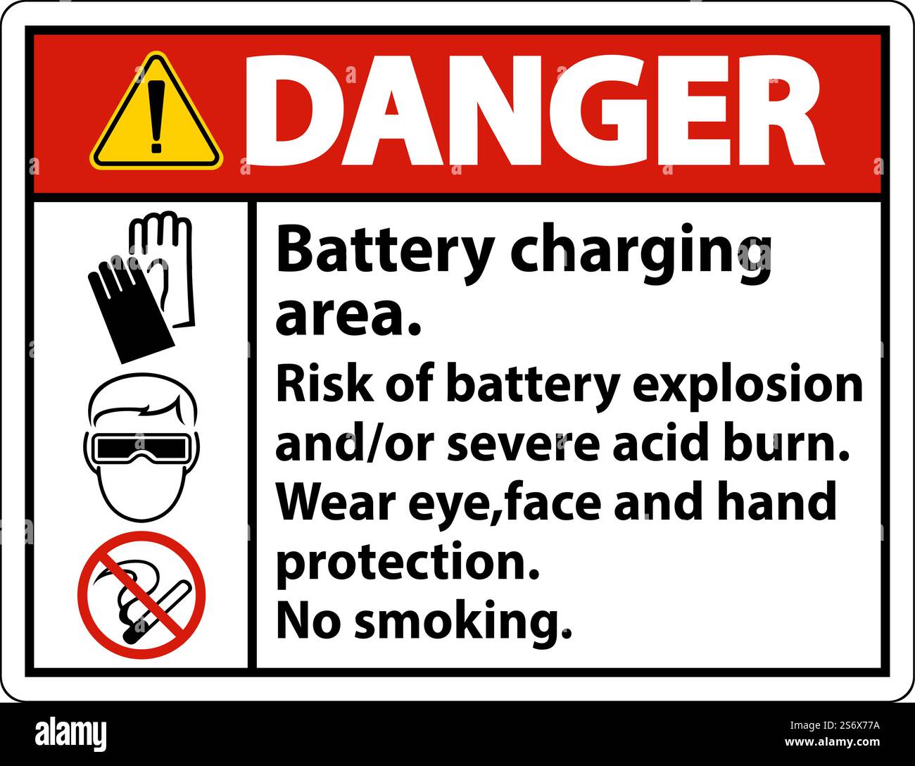 Danger Battery Charging Area Sign On White Background Stock Vector ...