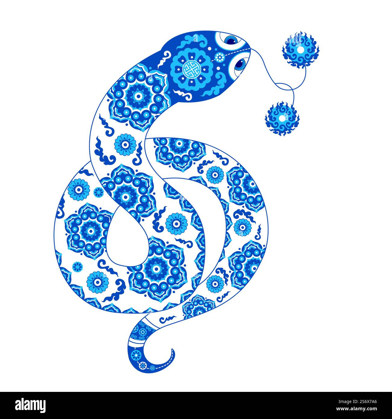 Traditional Chinese zodiac snake, blue and white color Stock Photo - Alamy