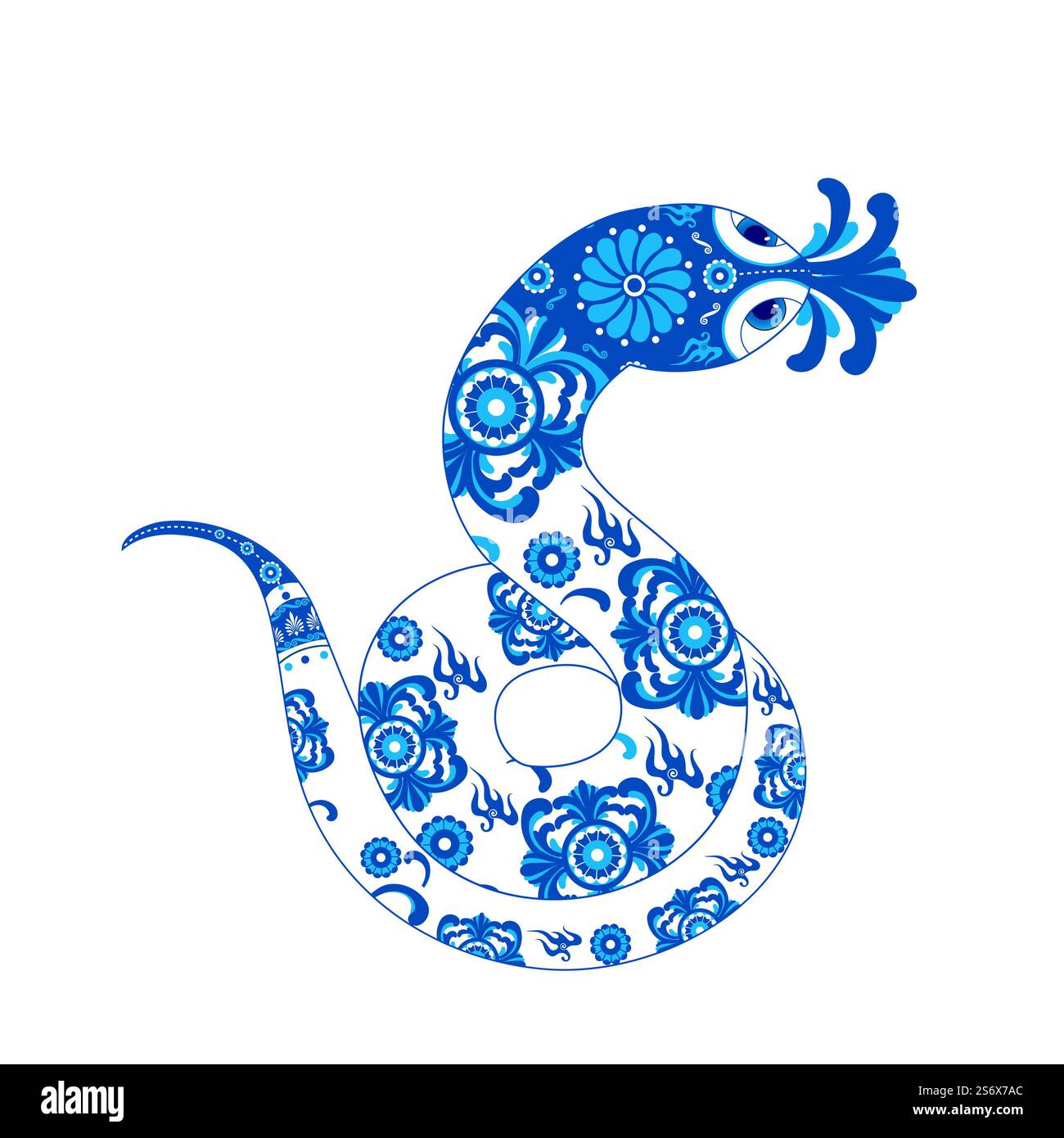 Traditional Chinese zodiac snake, blue and white color Stock Photo - Alamy